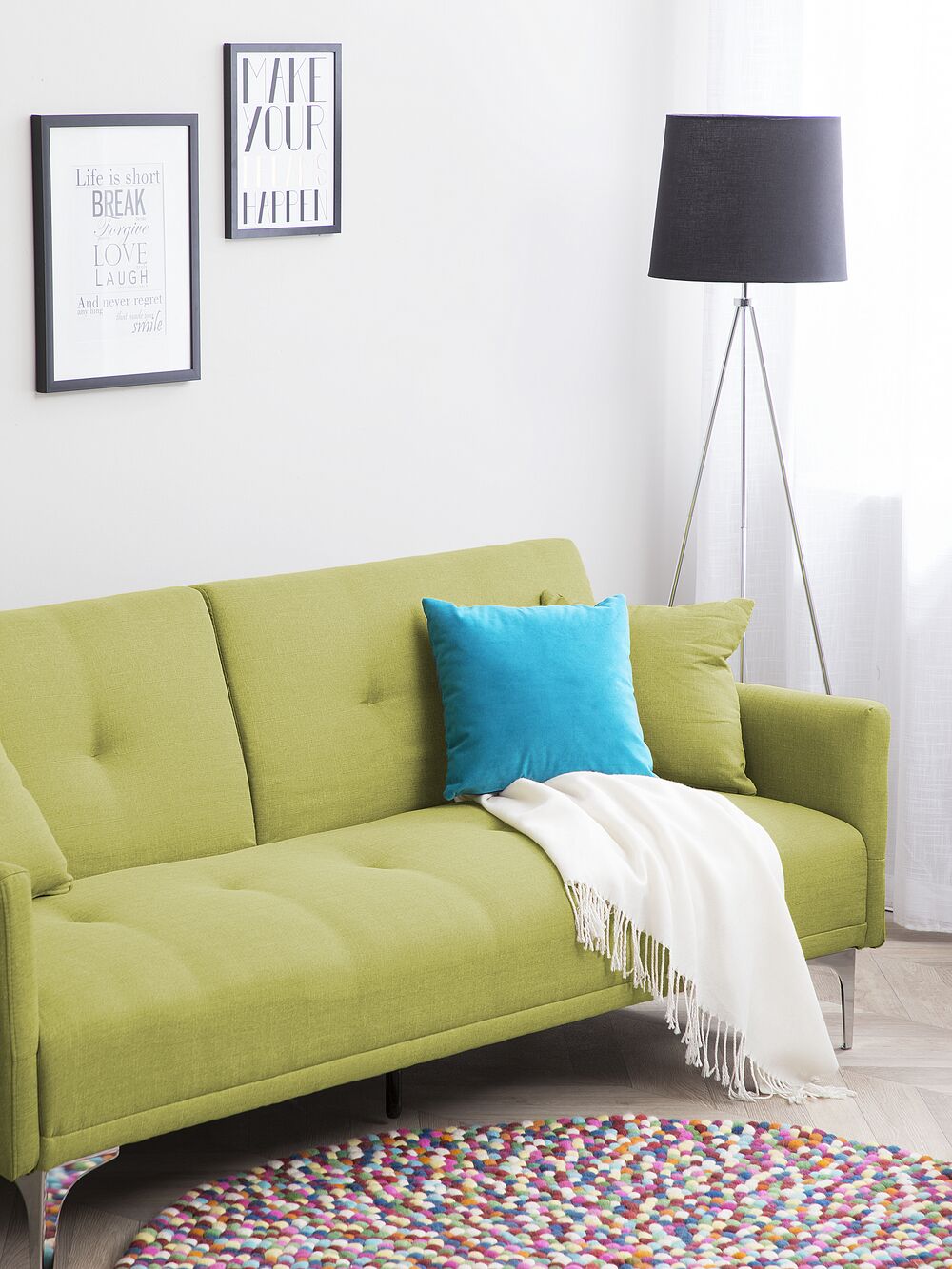 Divano letto moderno 3 posti in tessuto verde LUCAN | Beliani.it