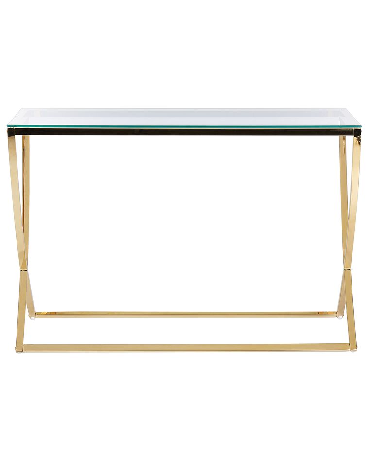 Glass Top Console Table Gold RINGGOLD | Beliani.co.uk
