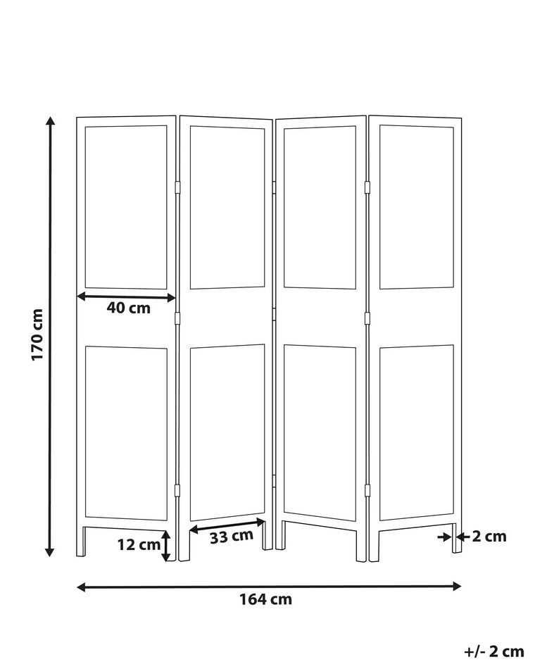 Drevený 4-dielny skladací paraván 170 x 164 cm svetlé drevo BRENNERBAD ...