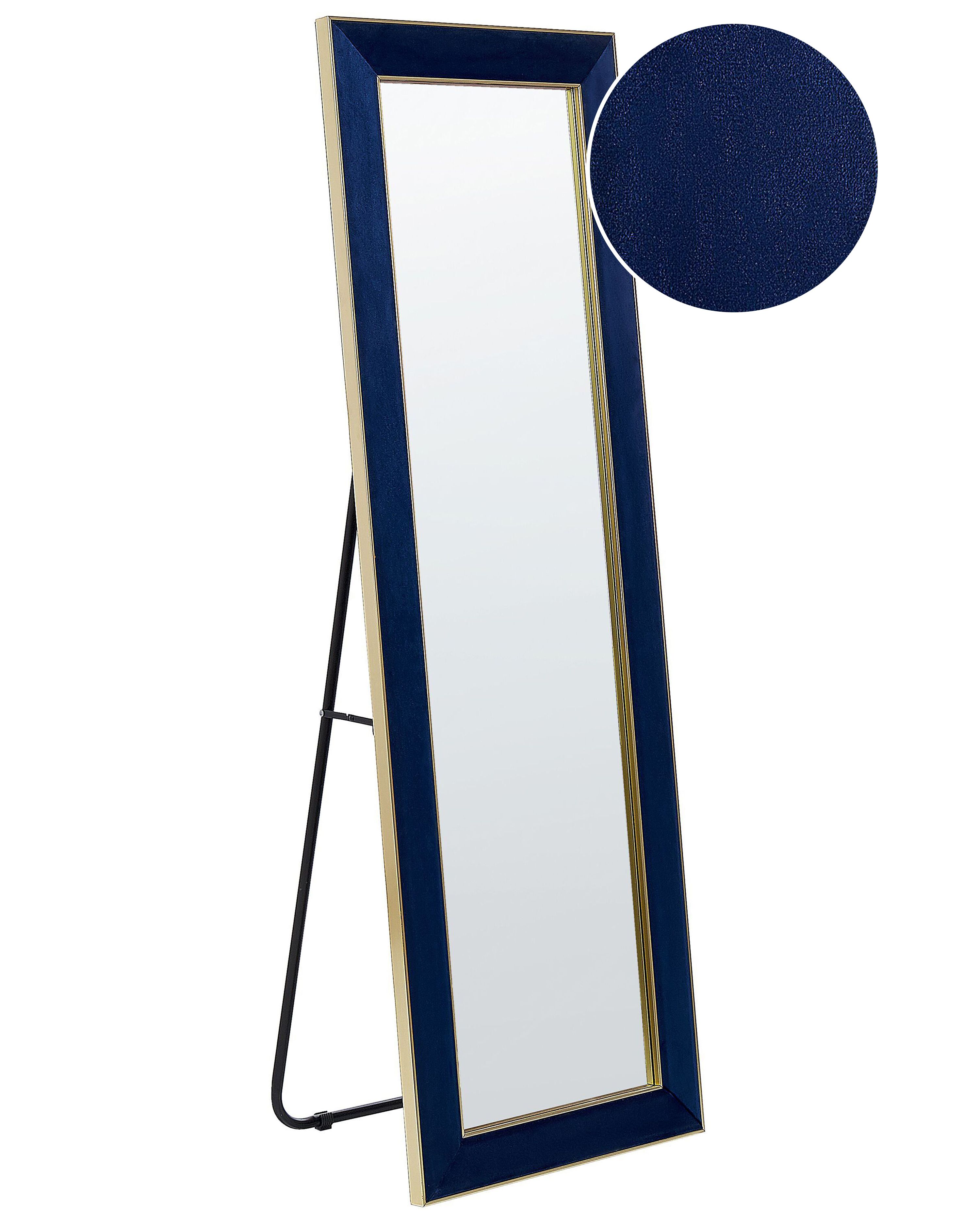 Velvet Standing Mirror 50 x 150 cm Blue LAUTREC | Beliani.co.uk