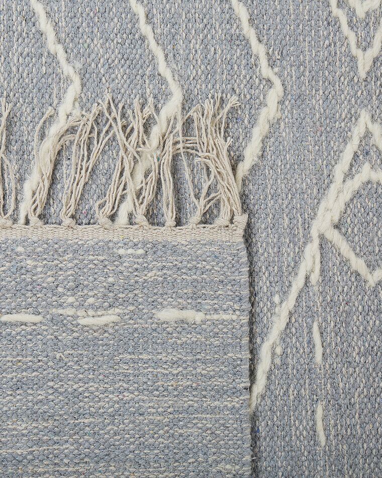 Cotton Area Rug 80 x 150 cm Grey and White KHENIFRA | Beliani.co.uk