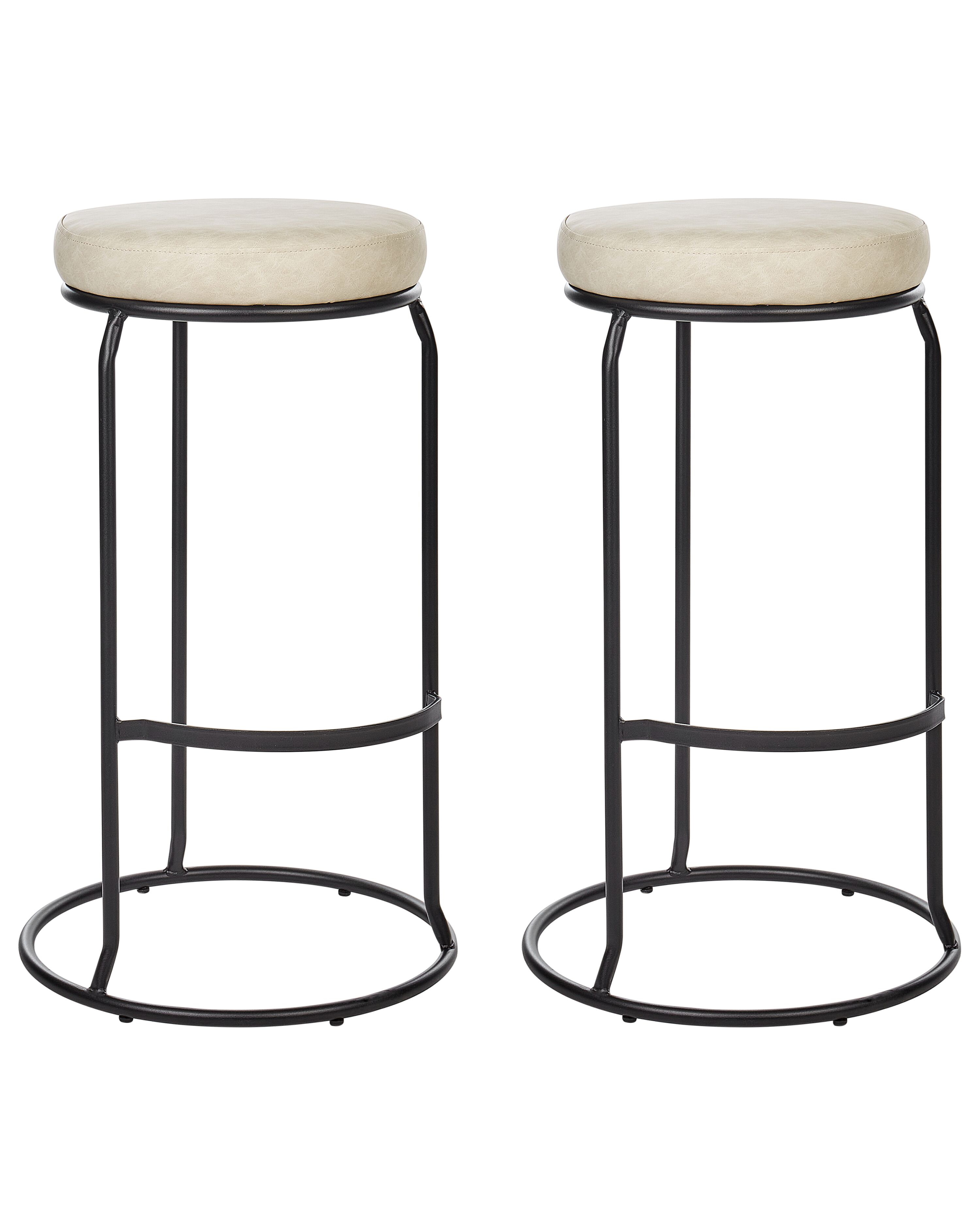Set of 2 Faux Leather Bar Stool Light Beige MILROY | Beliani.co.uk