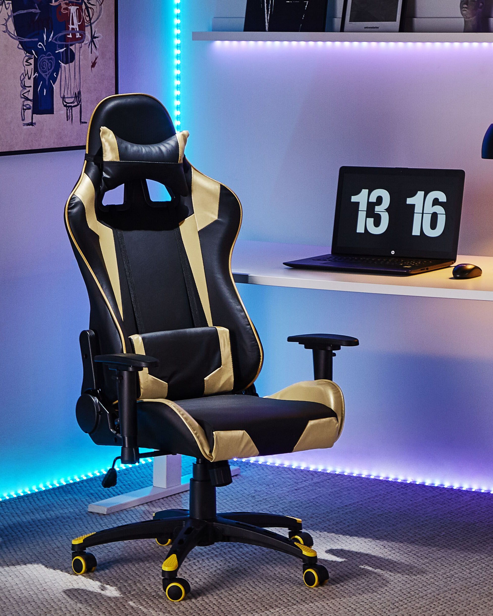 Gaming Chair Black and Gold KNIGHT | Beliani.co.uk