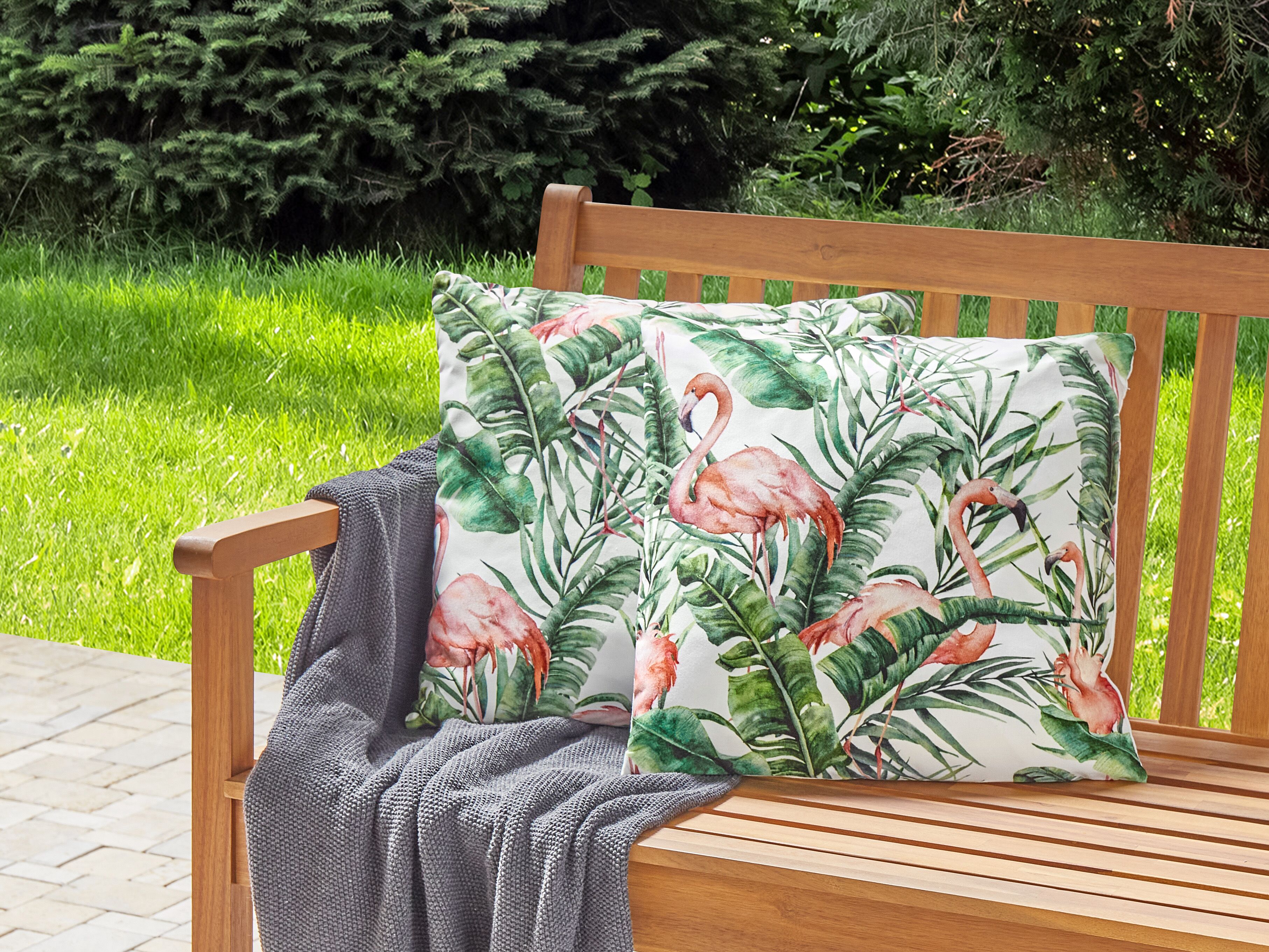 Set of 2 Outdoor Cushions Flamingo Pattern 45 x 45 cm Multicolour ELLERA | Beliani.co.uk