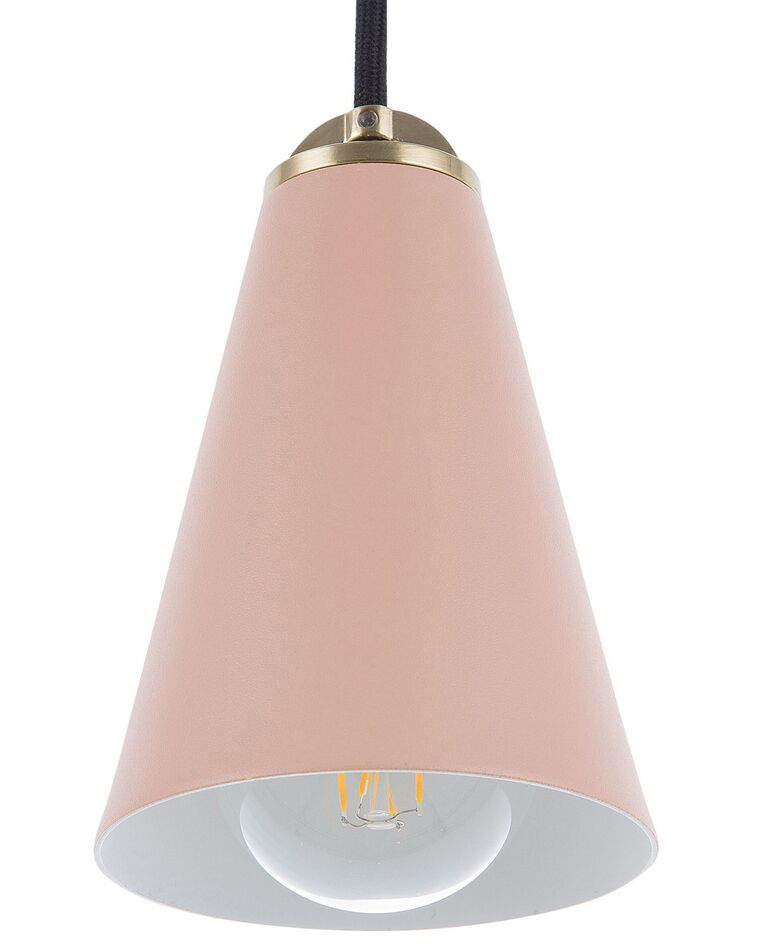 Metal Pendant Lamp Pink CARES | Beliani.co.uk