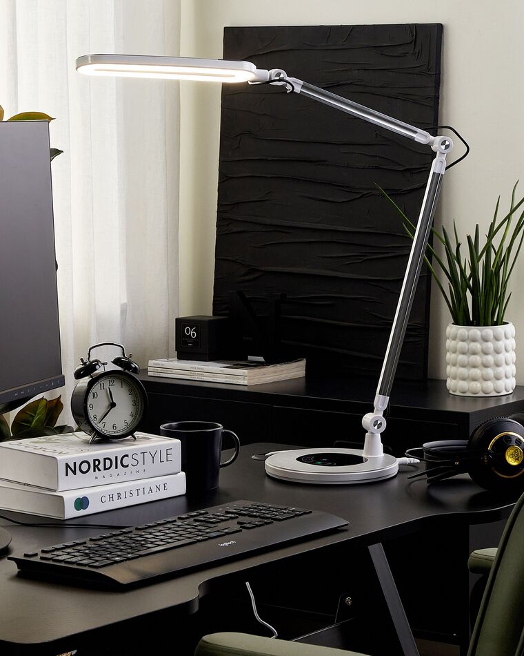 Metal LED Desk Lamp Silver GRUS | Beliani.co.uk