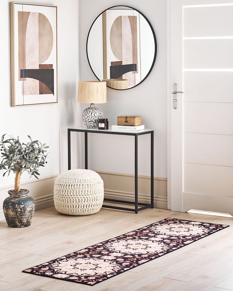 Runner Rug 60 x 200 cm Black and Beige ARITAS | Beliani.co.uk