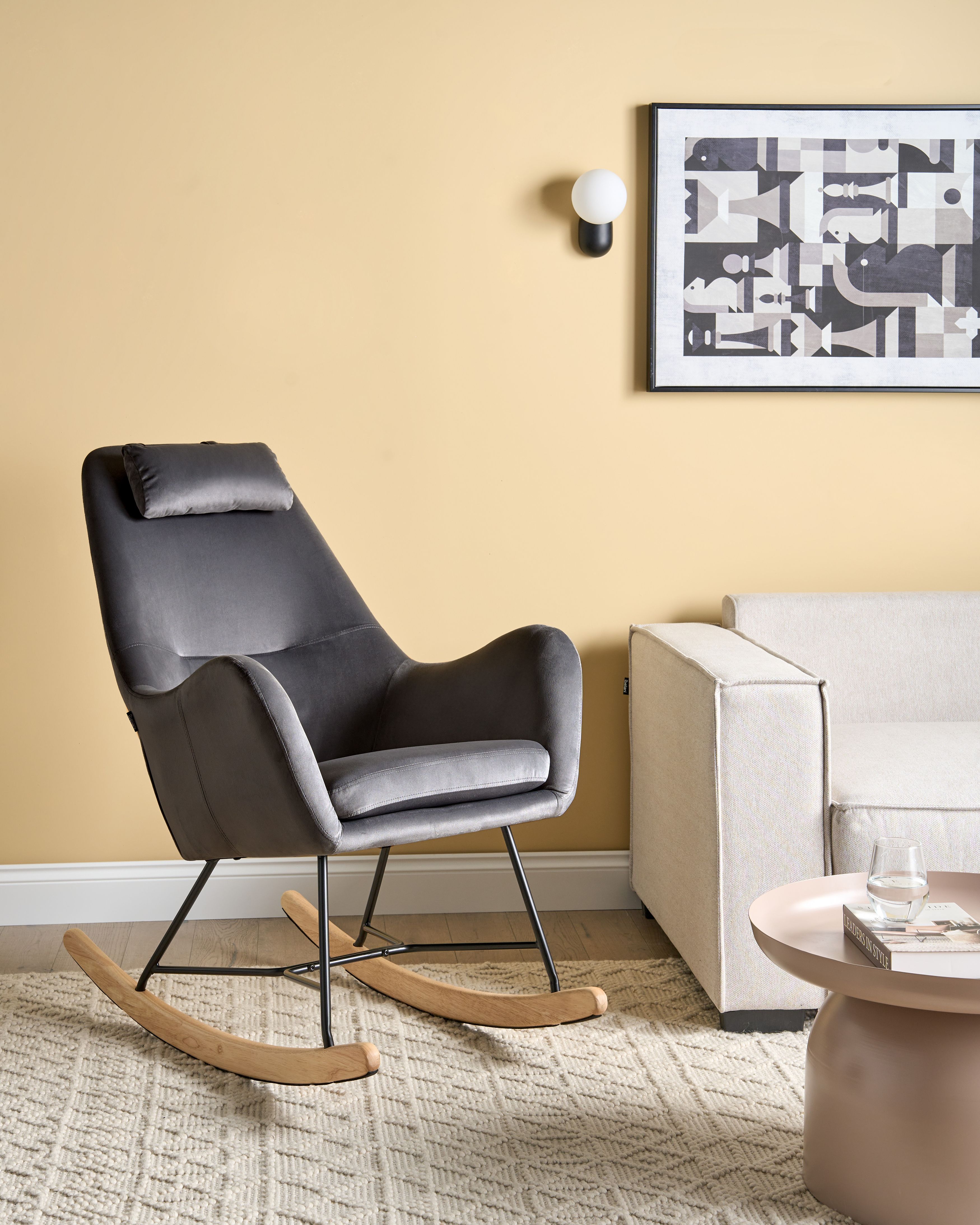 Velvet Rocking Chair Dark Grey ARRIE | Beliani.co.uk