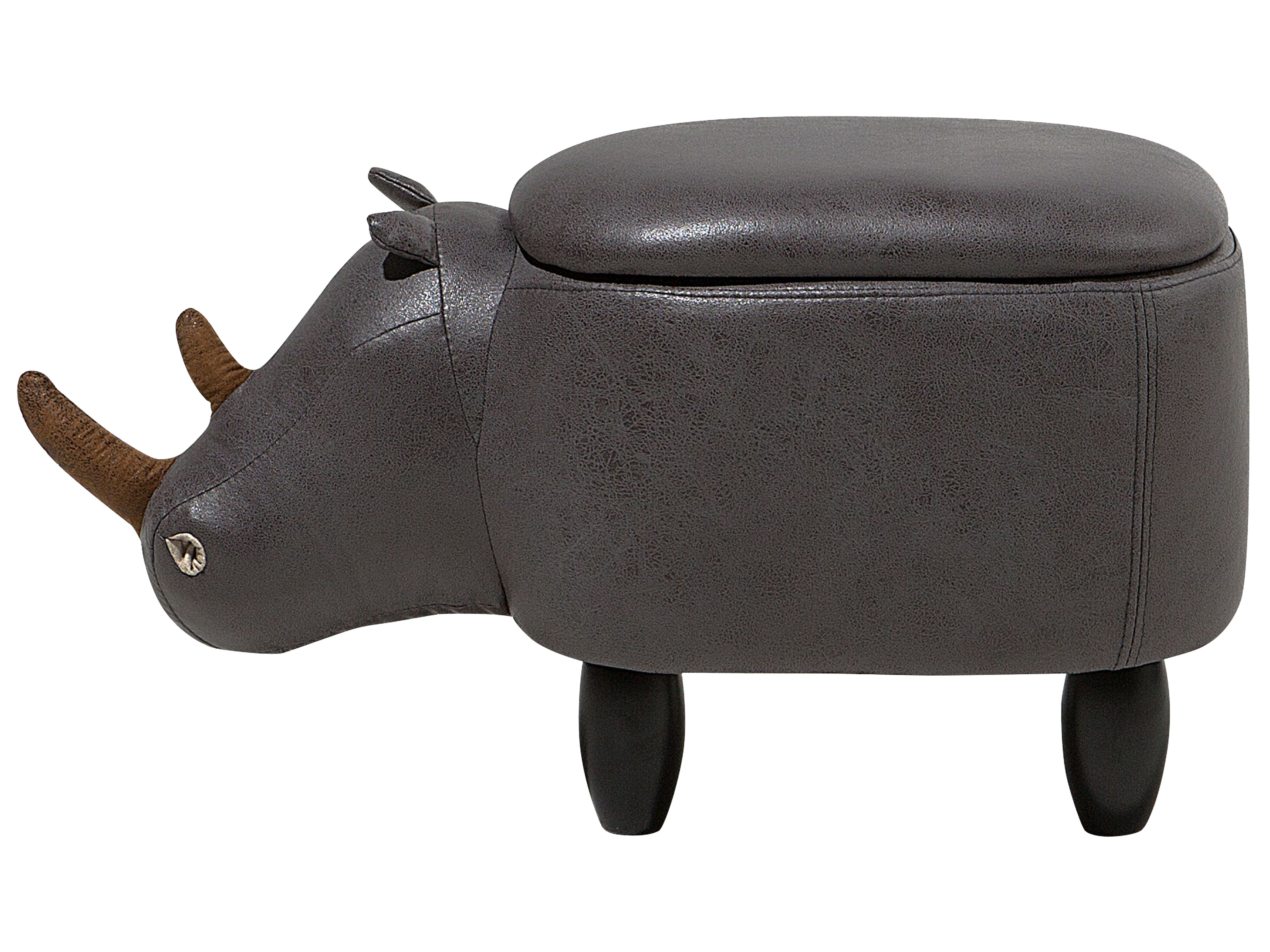 Faux Leather Storage Animal Stool Dark Grey RHINO | Beliani.co.uk