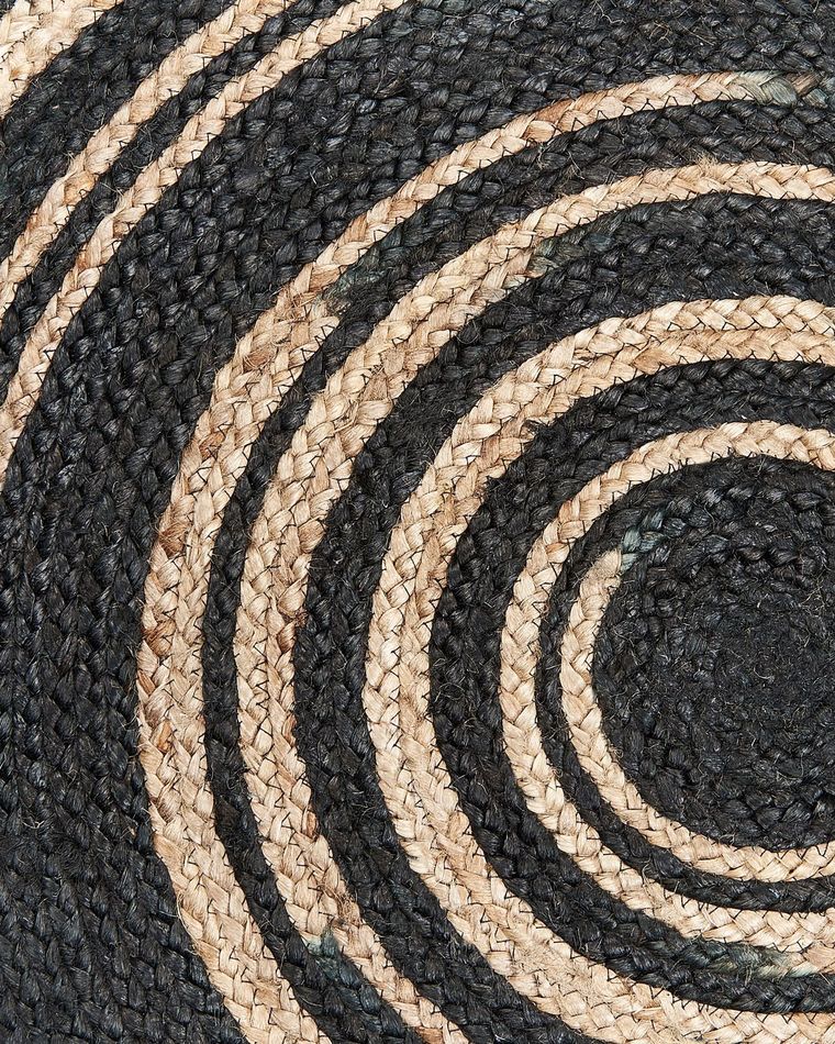 Round Area Rug ⌀ 140 cm Beige with Black ARTORA | Beliani.co.uk