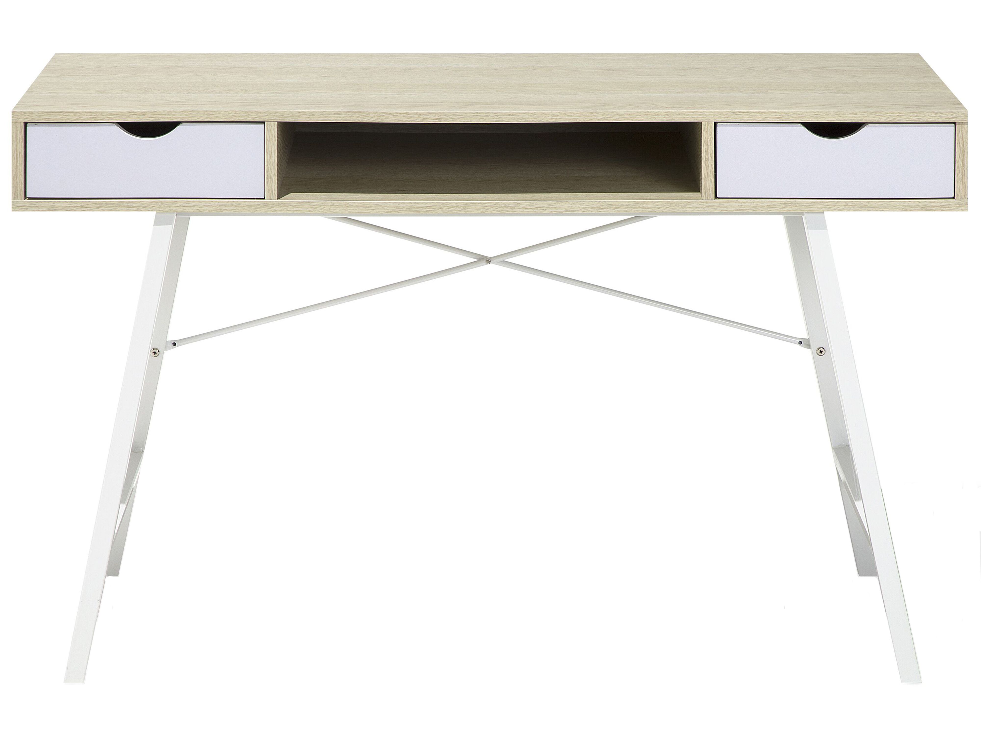 Escritorio Madera Clara blanco 120 X 48 Cm CLARITA Beliani es