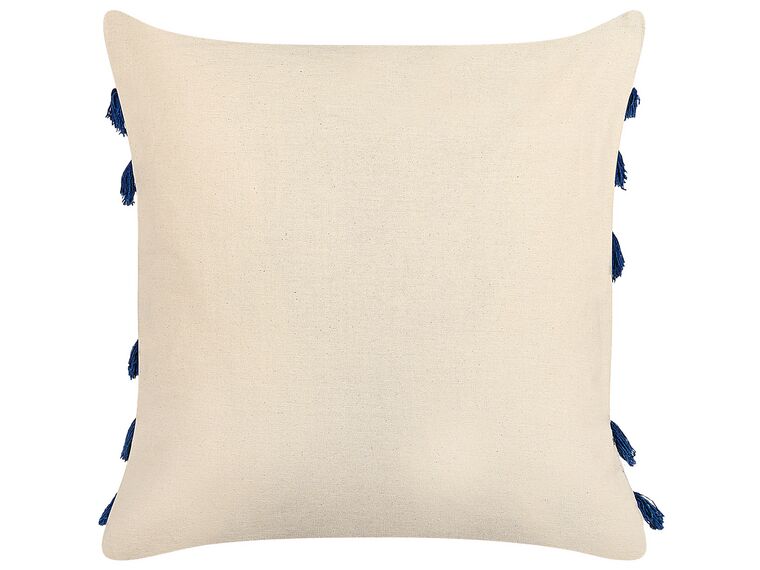 Set of 2 Cotton Cushions Abstract Pattern 45 x 45 cm Beige and Navy ...