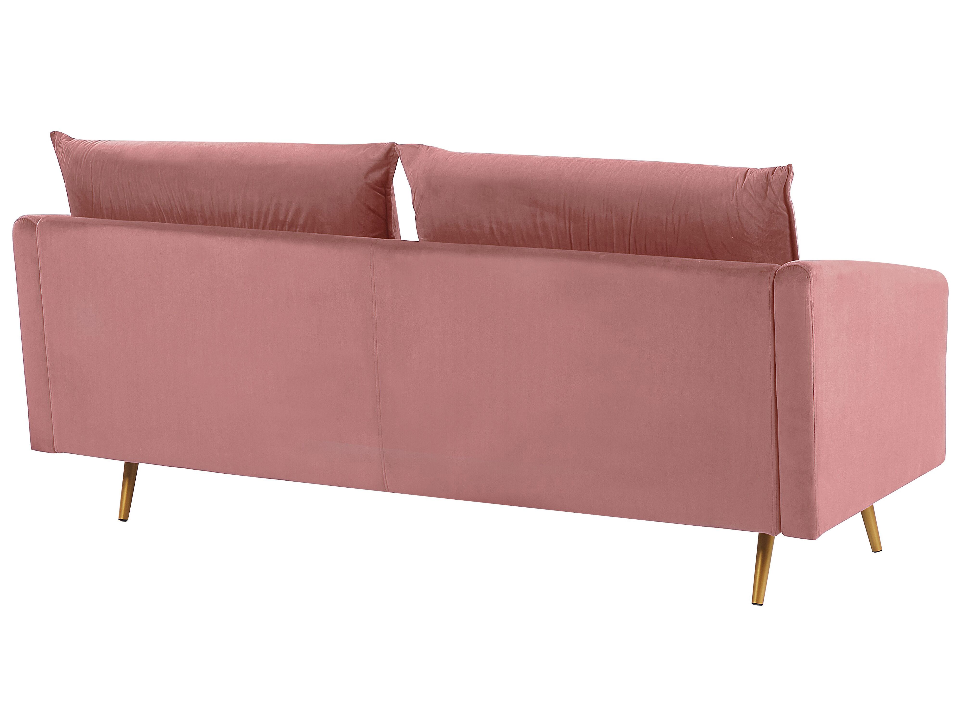 3 Seater Velvet Sofa Pink MAURA | Beliani.co.uk