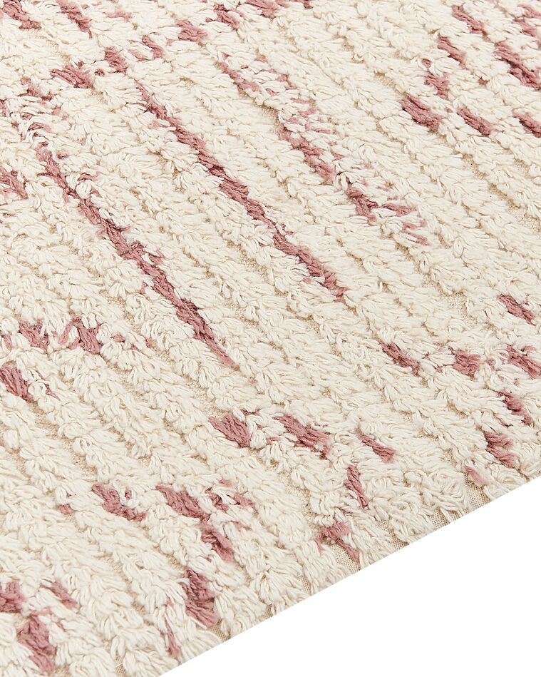 Cotton Area Rug 140 x 200 cm Beige and Pink EDIRNE | Beliani.co.uk