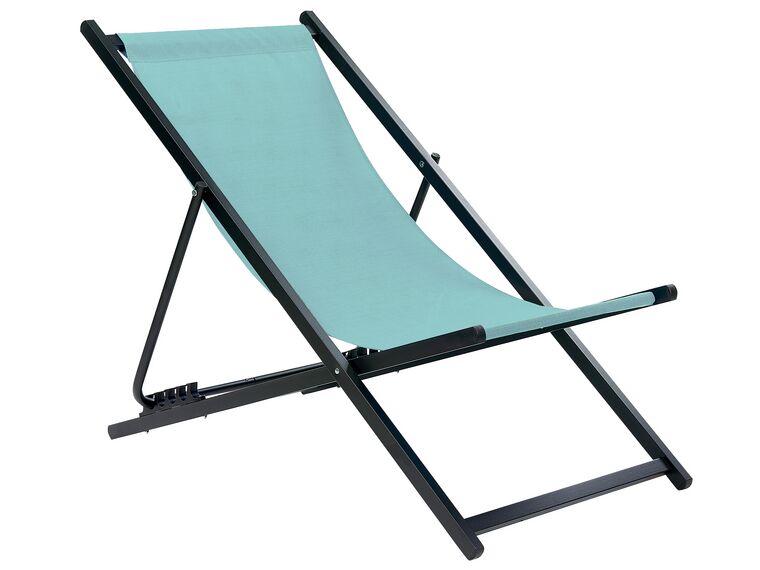 Folding Deck Chair Turquoise and Black LOCRI II | Beliani.co.uk