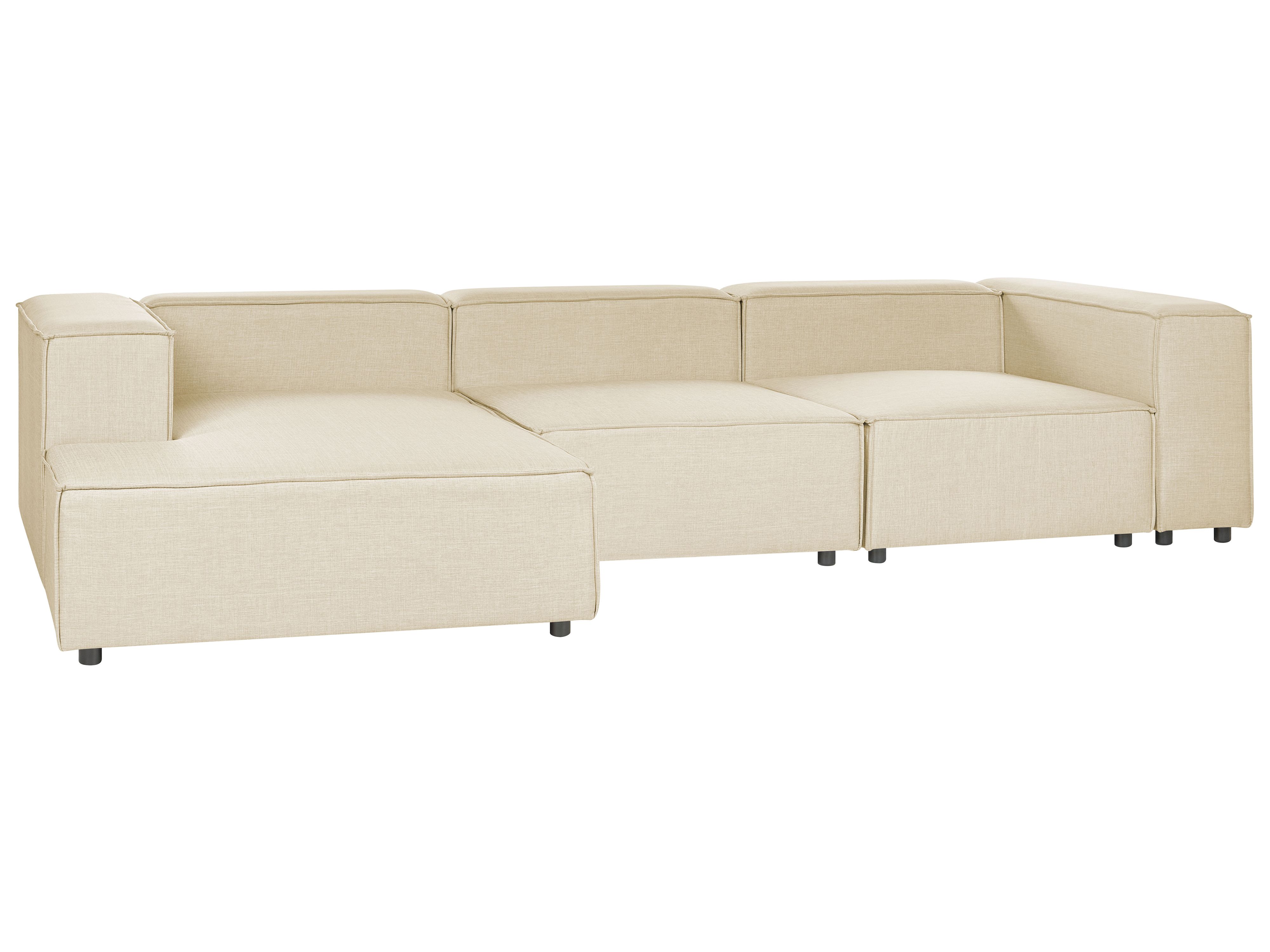 3-Sitzer Ecksofa Leinen beige rechtsseitig APRICA | Beliani.ch