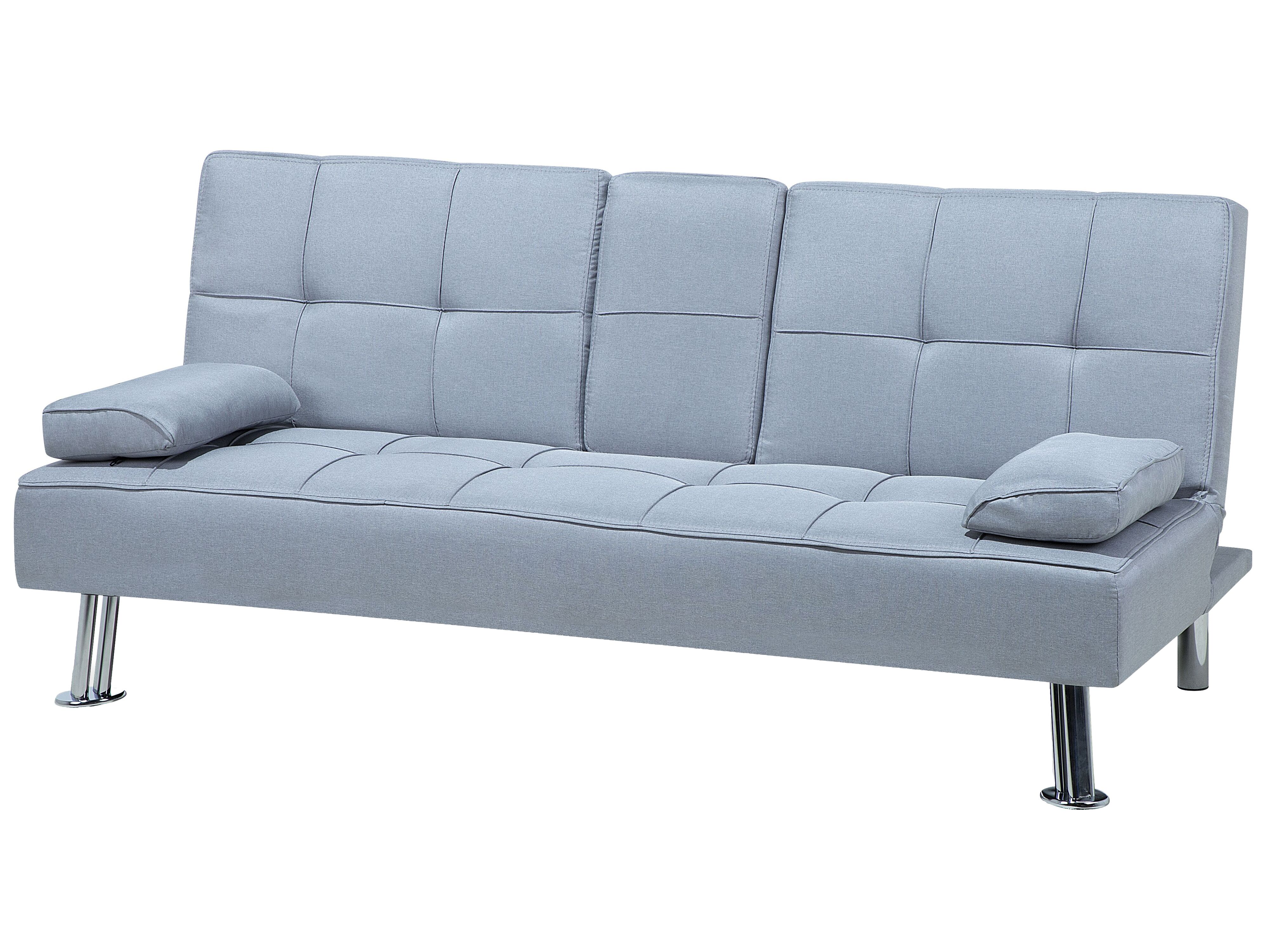 Divano letto moderno in tessuto grigio chiaro ROXEN | Beliani.it