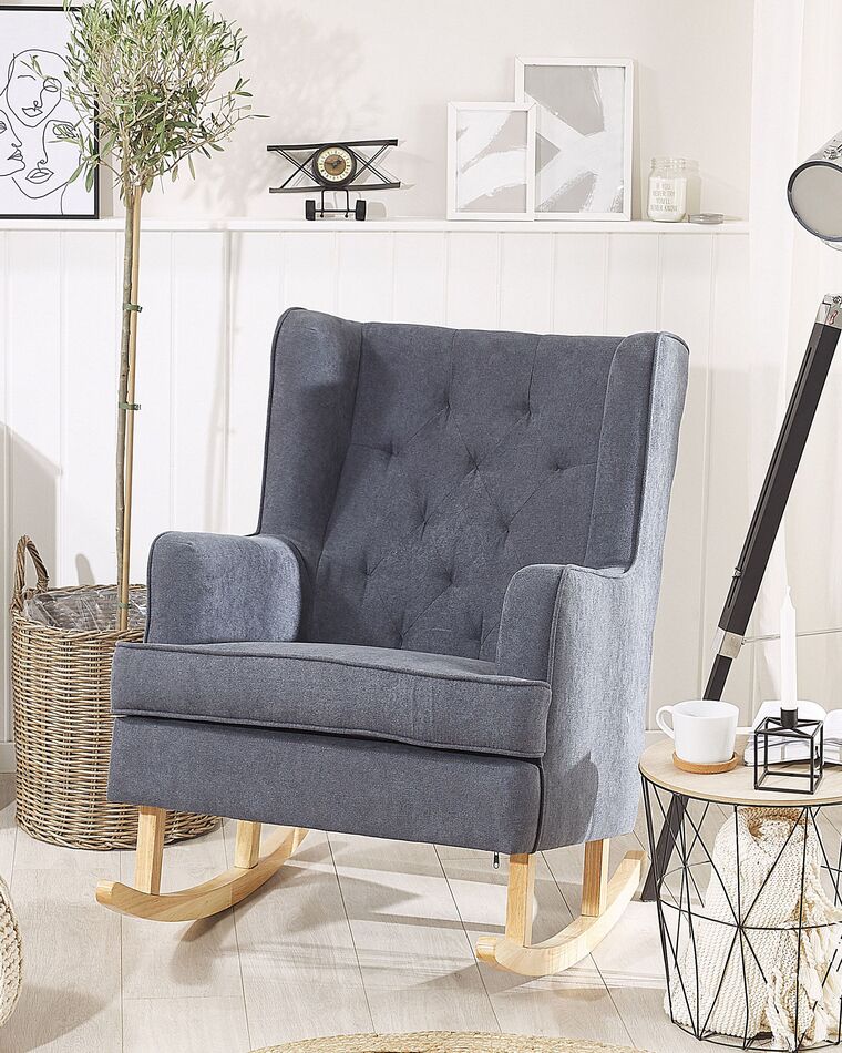 Fabric Rocking Chair Grey TRONDHEIM II | Beliani.co.uk