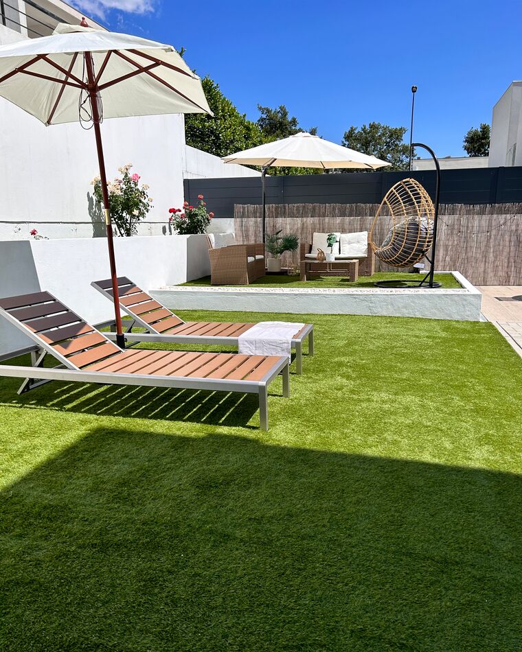 Aluminium Reclining Sun Lounger Light Wood and Silver NARDO | Beliani.co.uk