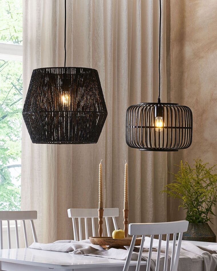 Lampe suspendue en bambou noir MACHEKE | Beliani.fr