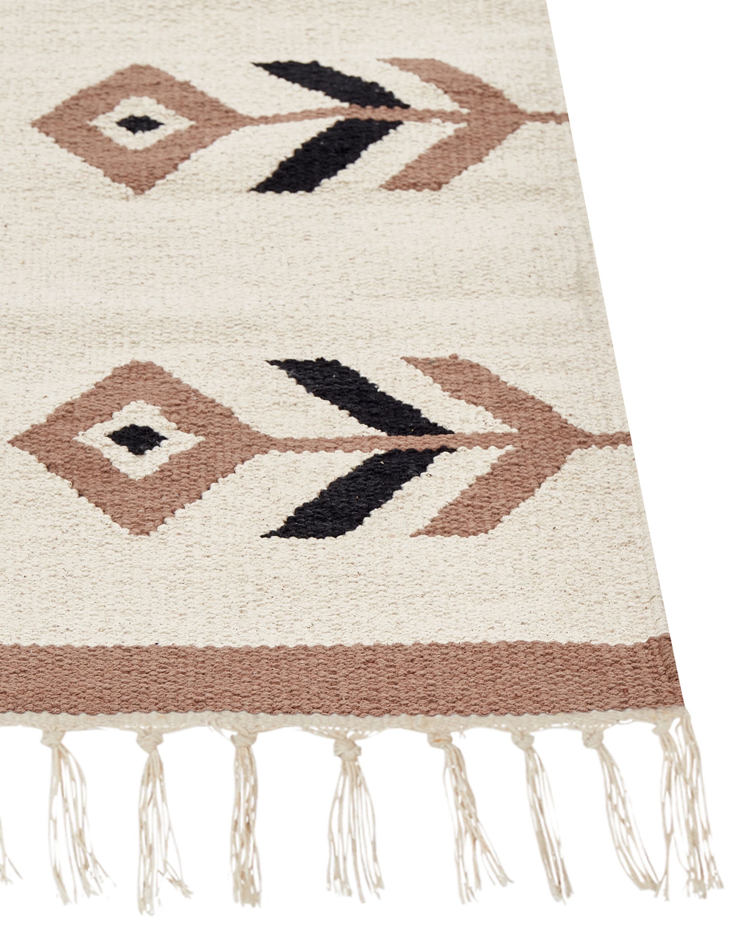 Tappeto kilim cotone beige e nero 160 x 230 cm NIAVAN | Beliani.it