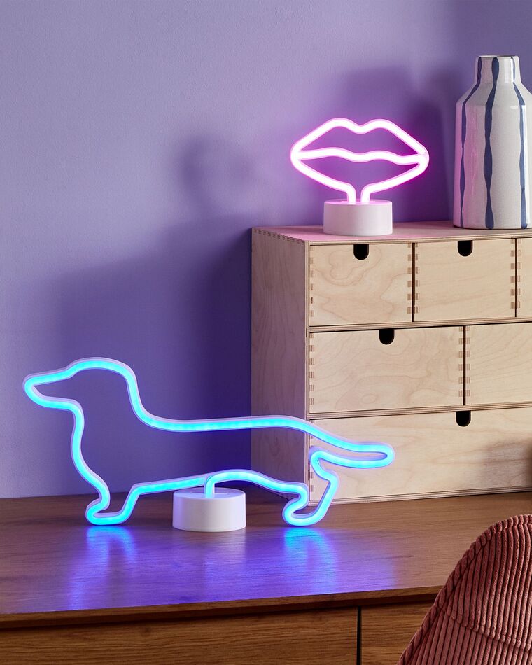 Lips LED Neon Sign Pink FLORA | Beliani.co.uk