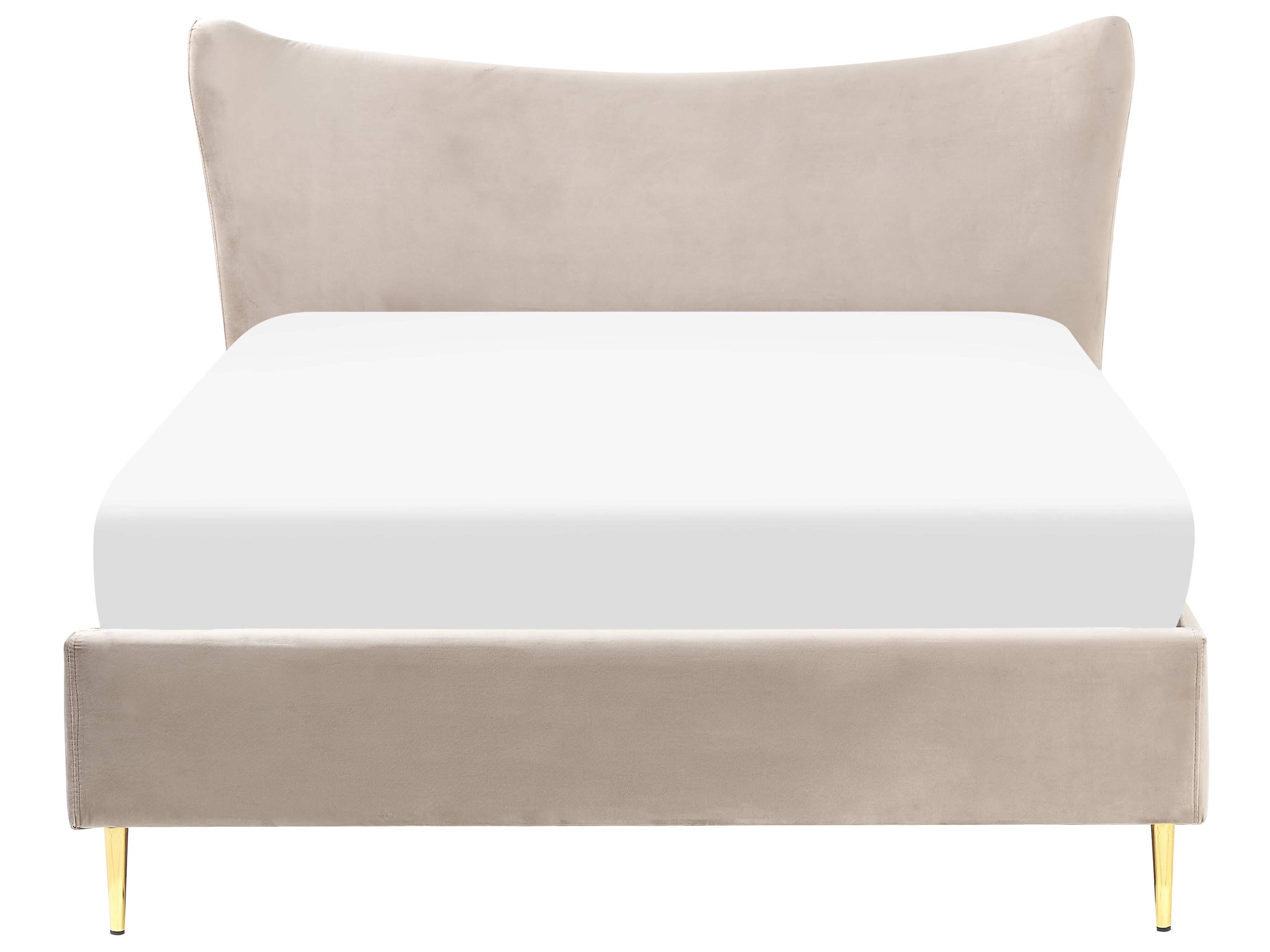Seng 140 x 200 cm fløyel taupe CHALEIX | Beliani.no