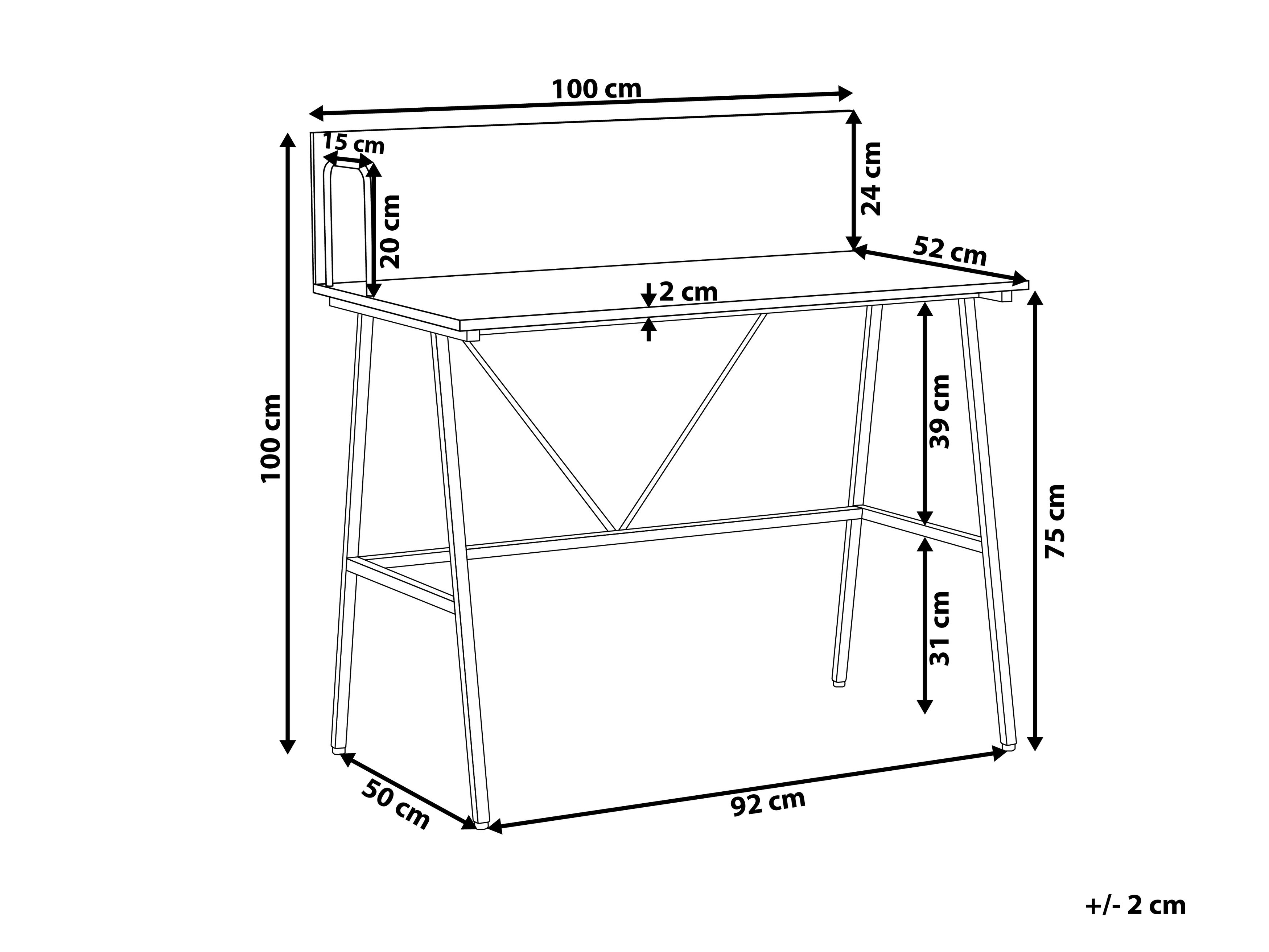 Home Office Desk 100 x 50 cm Dark Wood HASTINGS | Beliani.co.uk