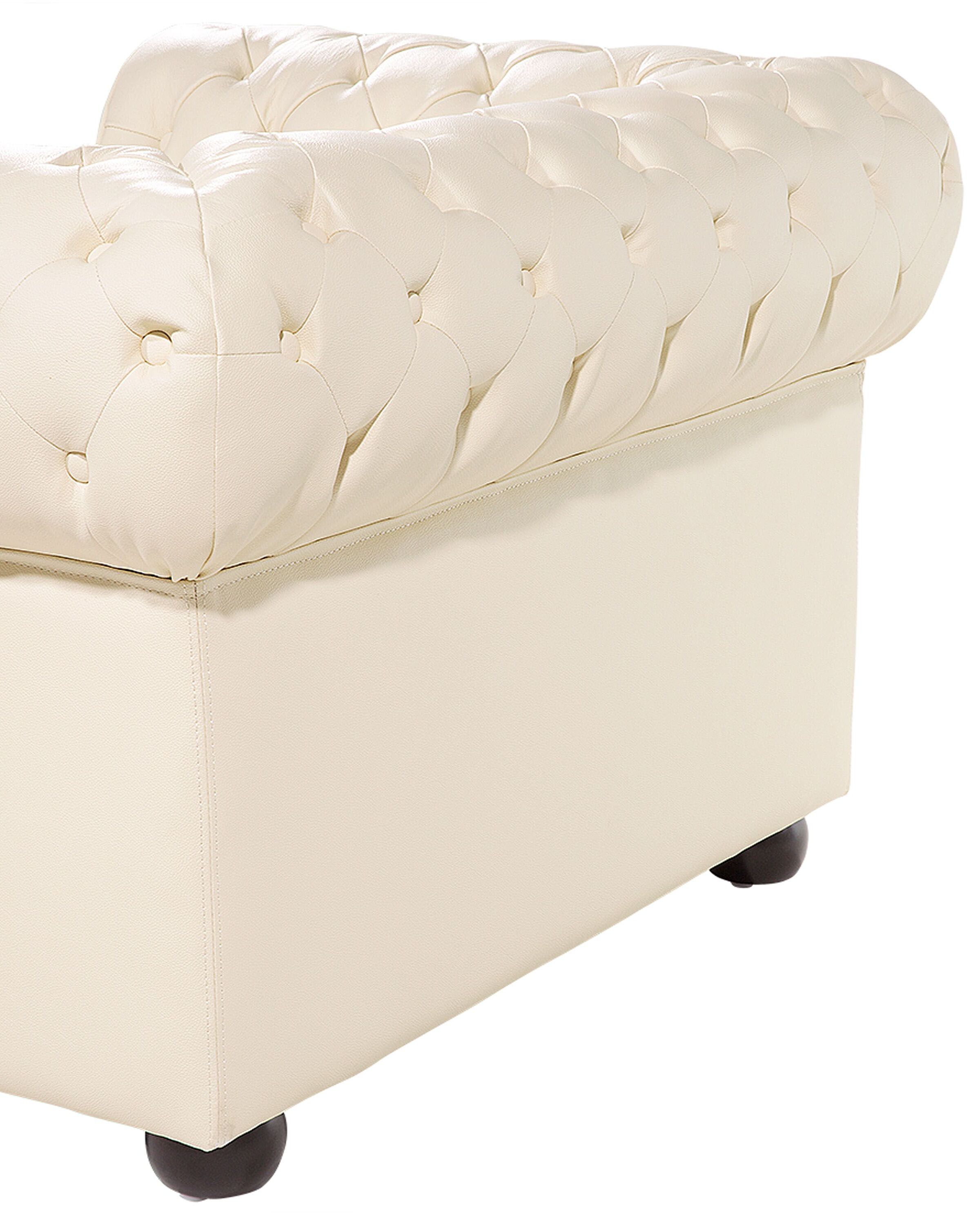Leather Armchair Cream CHESTERFIELD | Beliani.co.uk