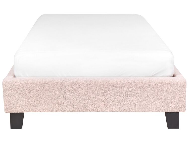 Boucle EU Single Bed Light Pink ROANNE | Beliani.co.uk