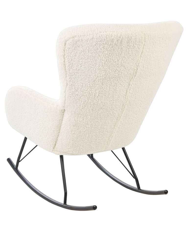 Boucle Rocking Chair Cream White and Black ANASET | Beliani.co.uk