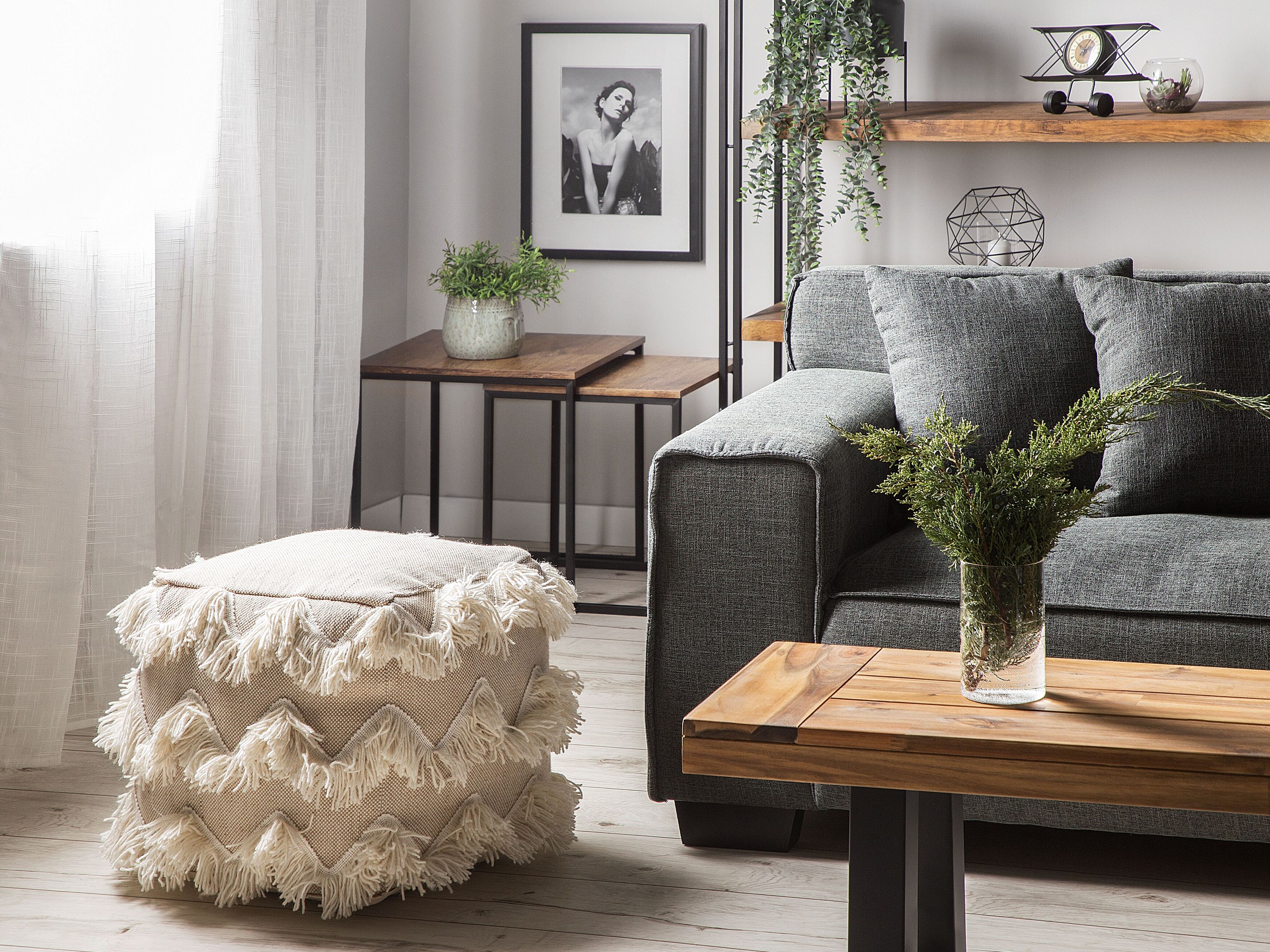 Poef beige NASHIK | Beliani.nl