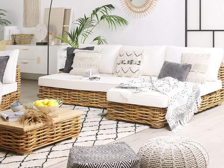 Loungeset rotan natuurlijk VARALLO | Gratis Levering