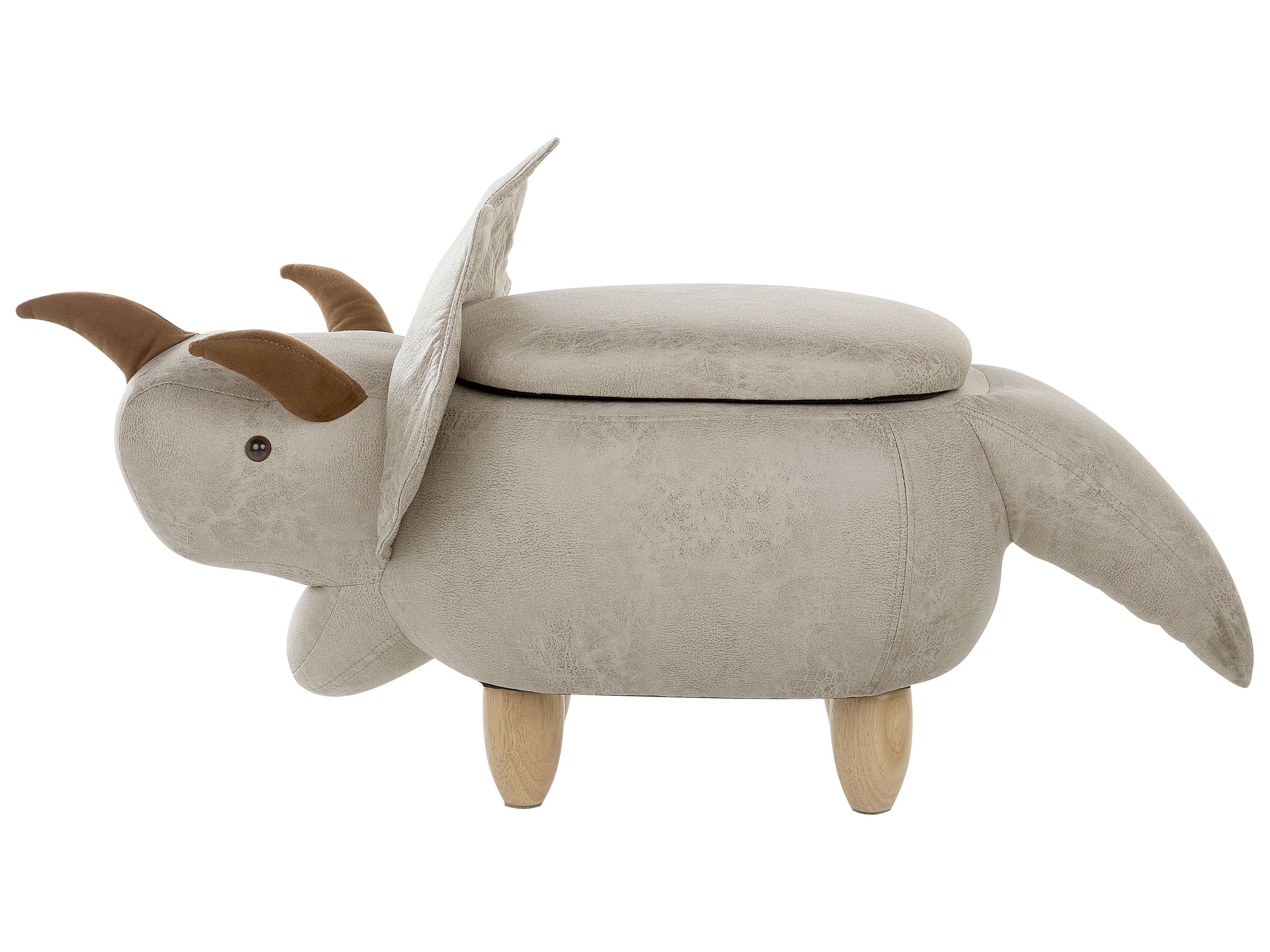 Fabric Storage Animal Stool Light Grey TRICERATOPS | Beliani.co.uk