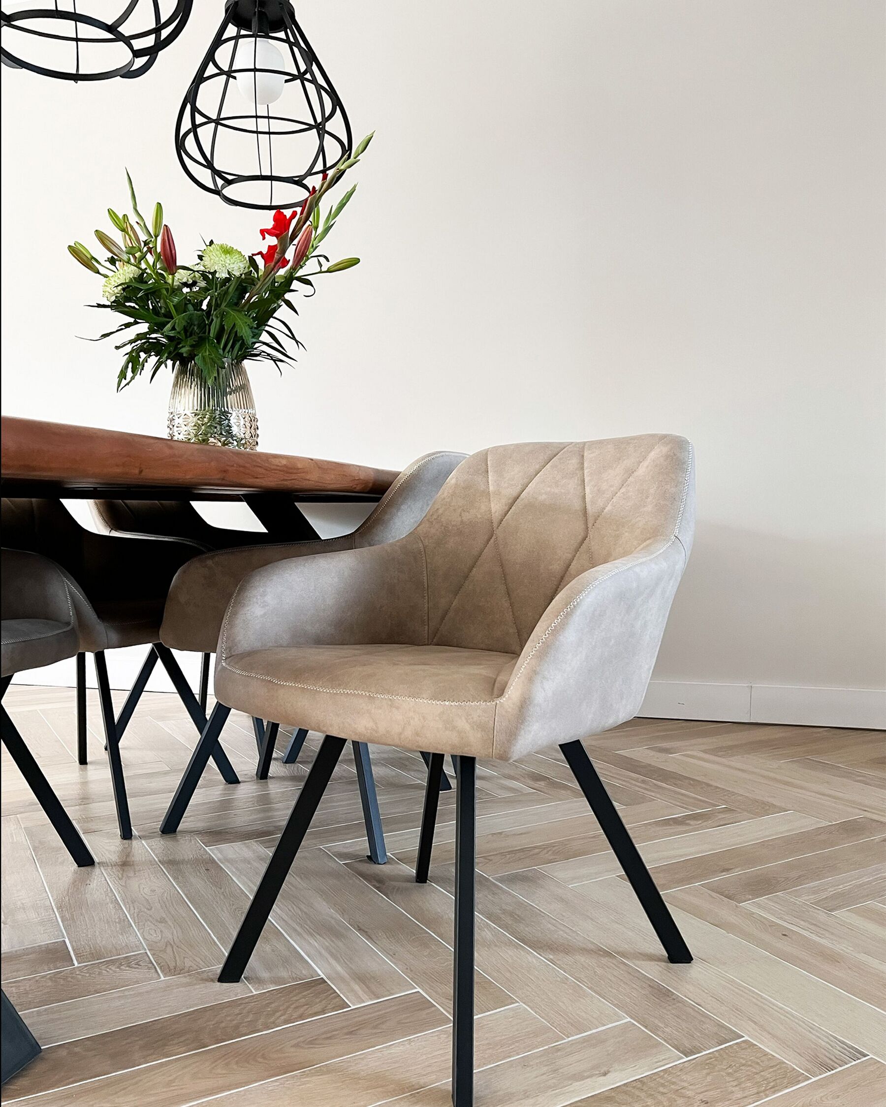 Esszimmerstuhl Polsterbezug Beige 2er Set Monee Belianide