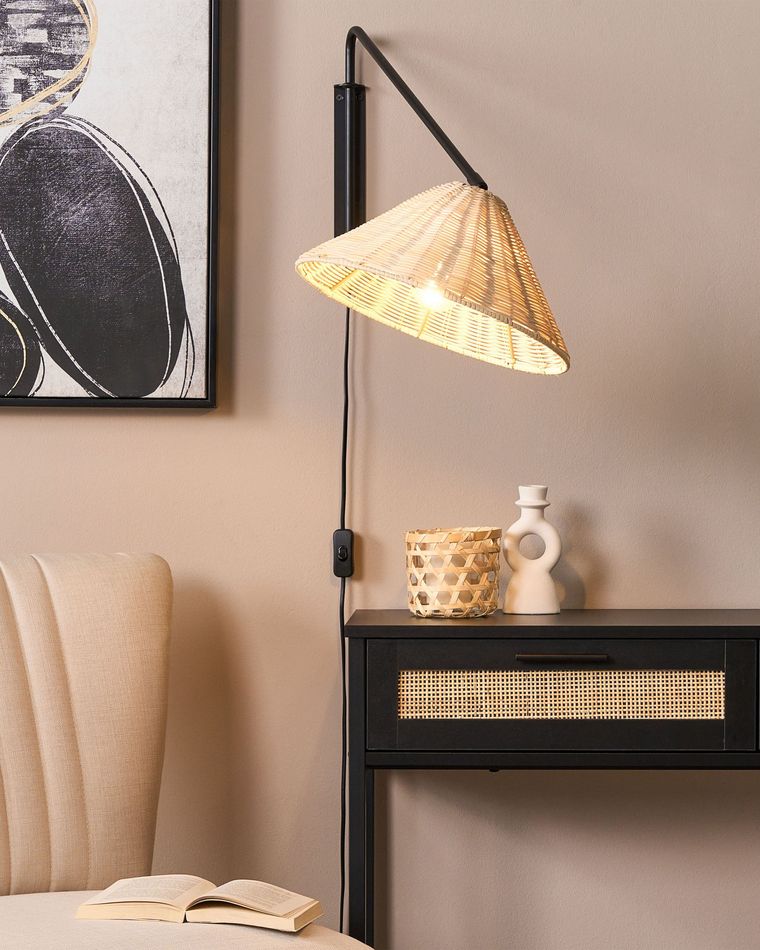Rattan Wall Lamp Natural PALENA | Beliani.co.uk