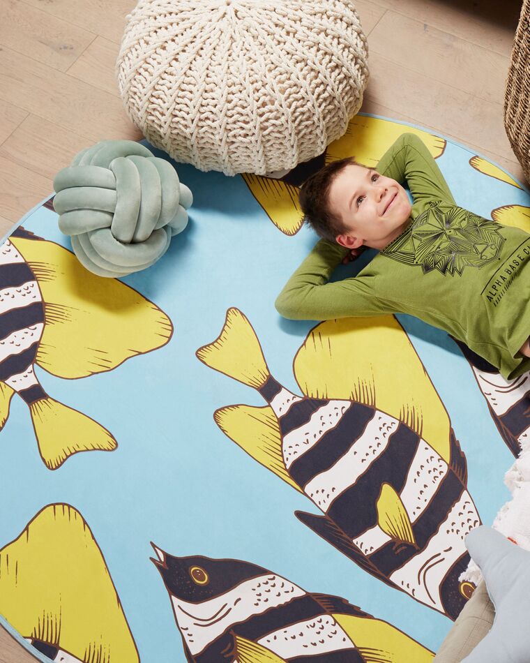 Tapis bleu 80 x 140 cm avec poissons FIZME | Beliani.fr