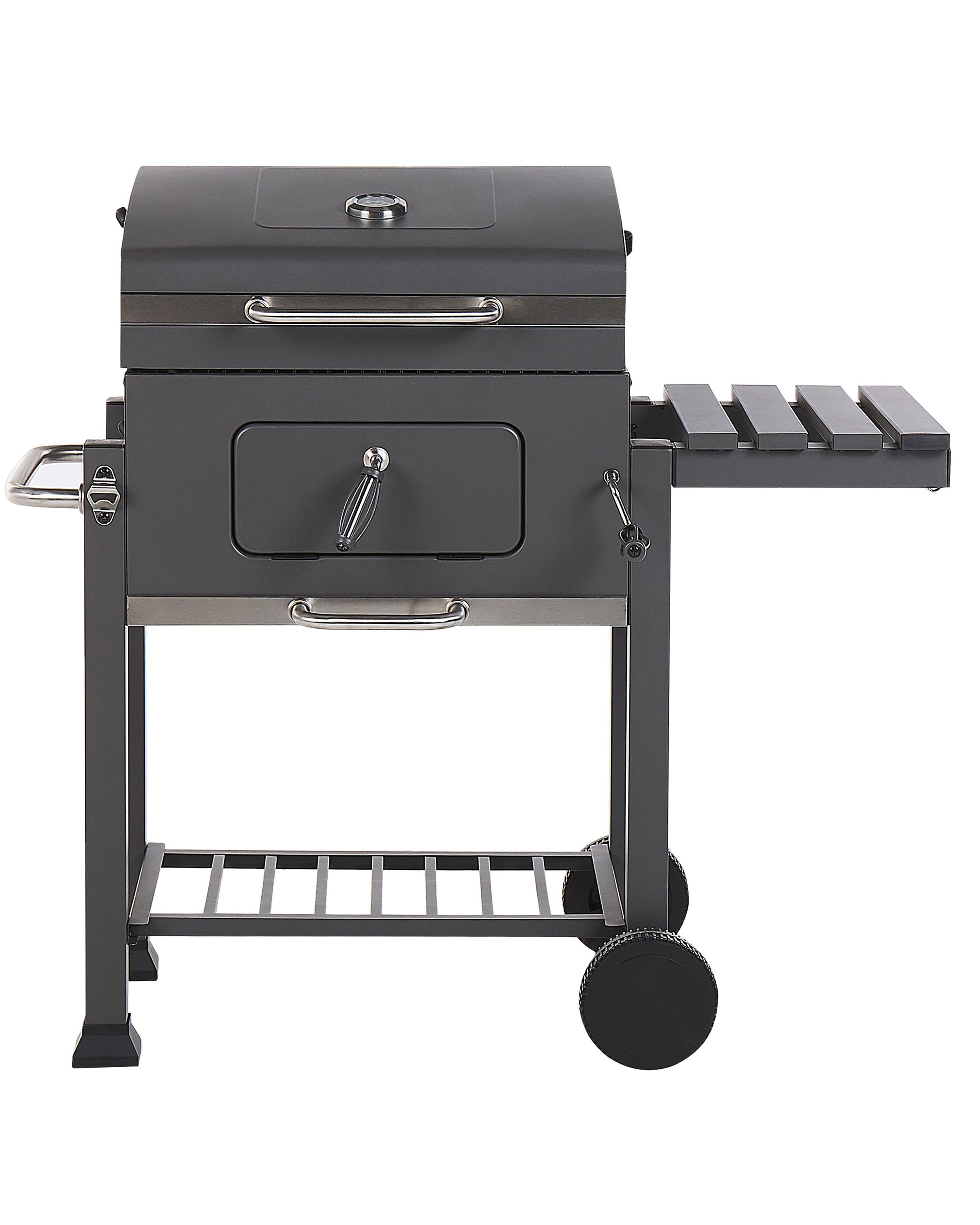 Holzkohlegrill mit Deckel Stahl grau rechteckig rollbar PAVLOF | Beliani.ch