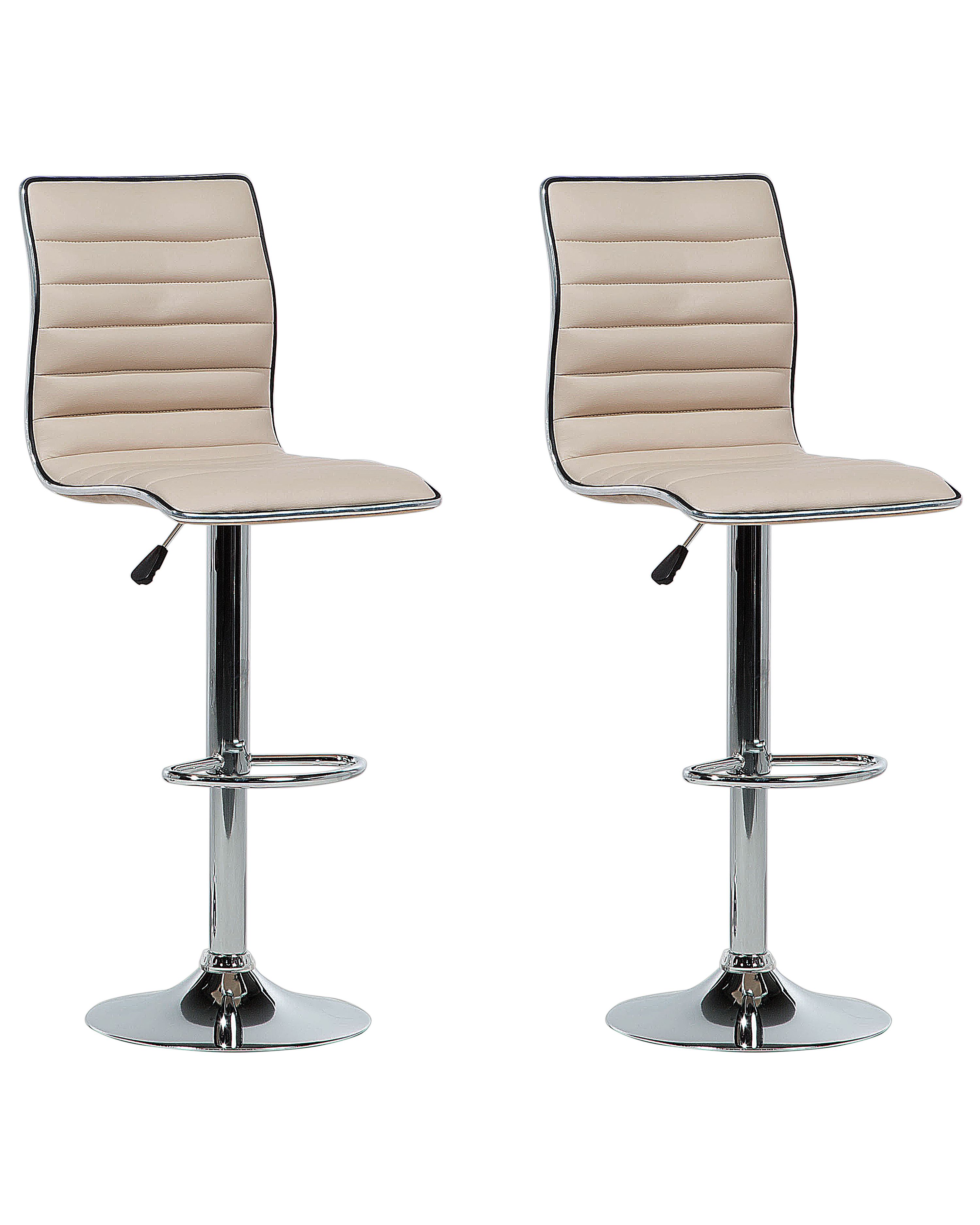 Set of 2 Faux Leather Bar Stools Beige LUCERNE | Beliani.co.uk