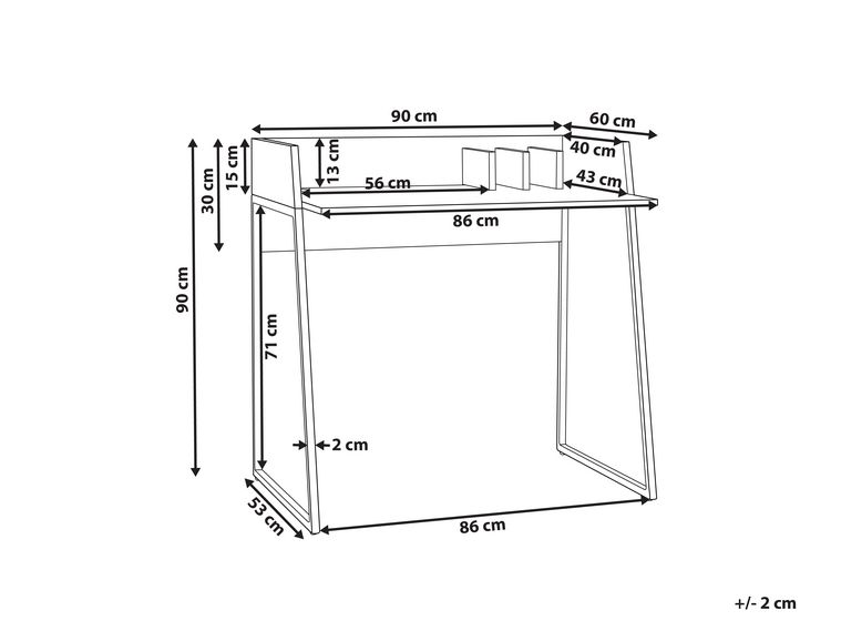 Home Office Desk 90 x 60 cm Light Wood and White ANAH | Beliani.co.uk