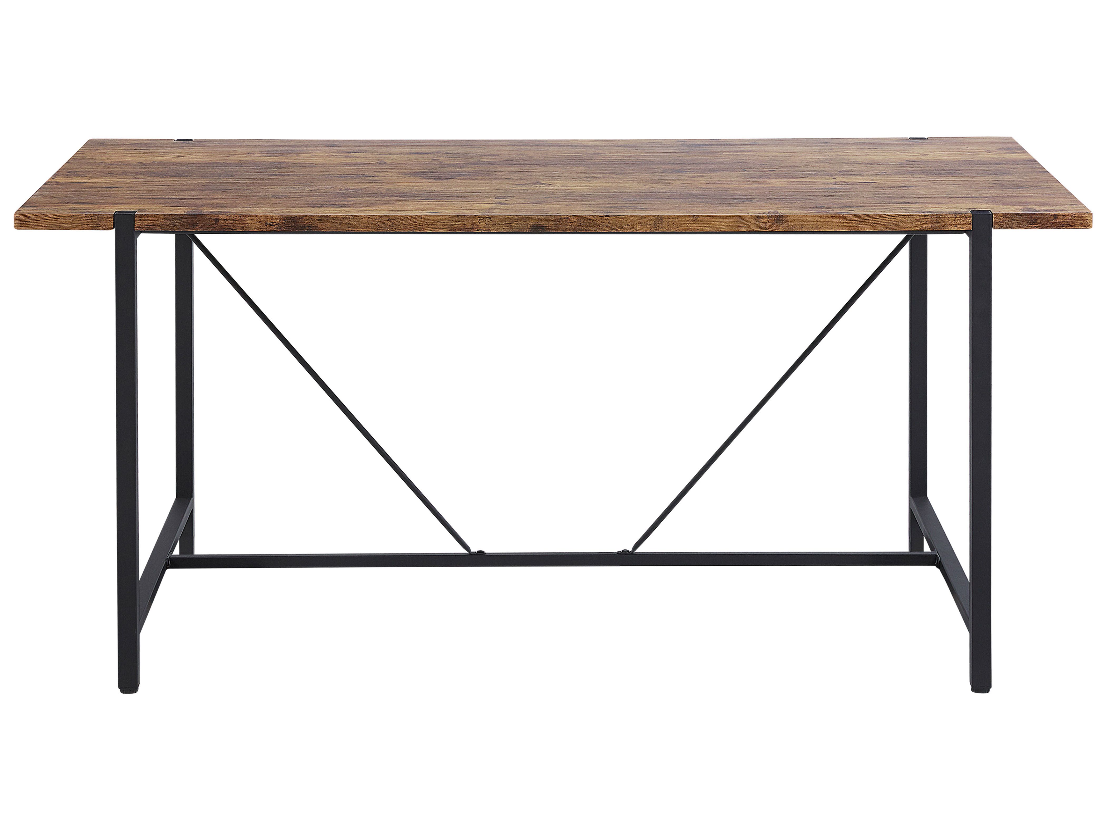 Dining Table 160 x 80 cm Dark Wood with Black SARITAS | Beliani.co.uk