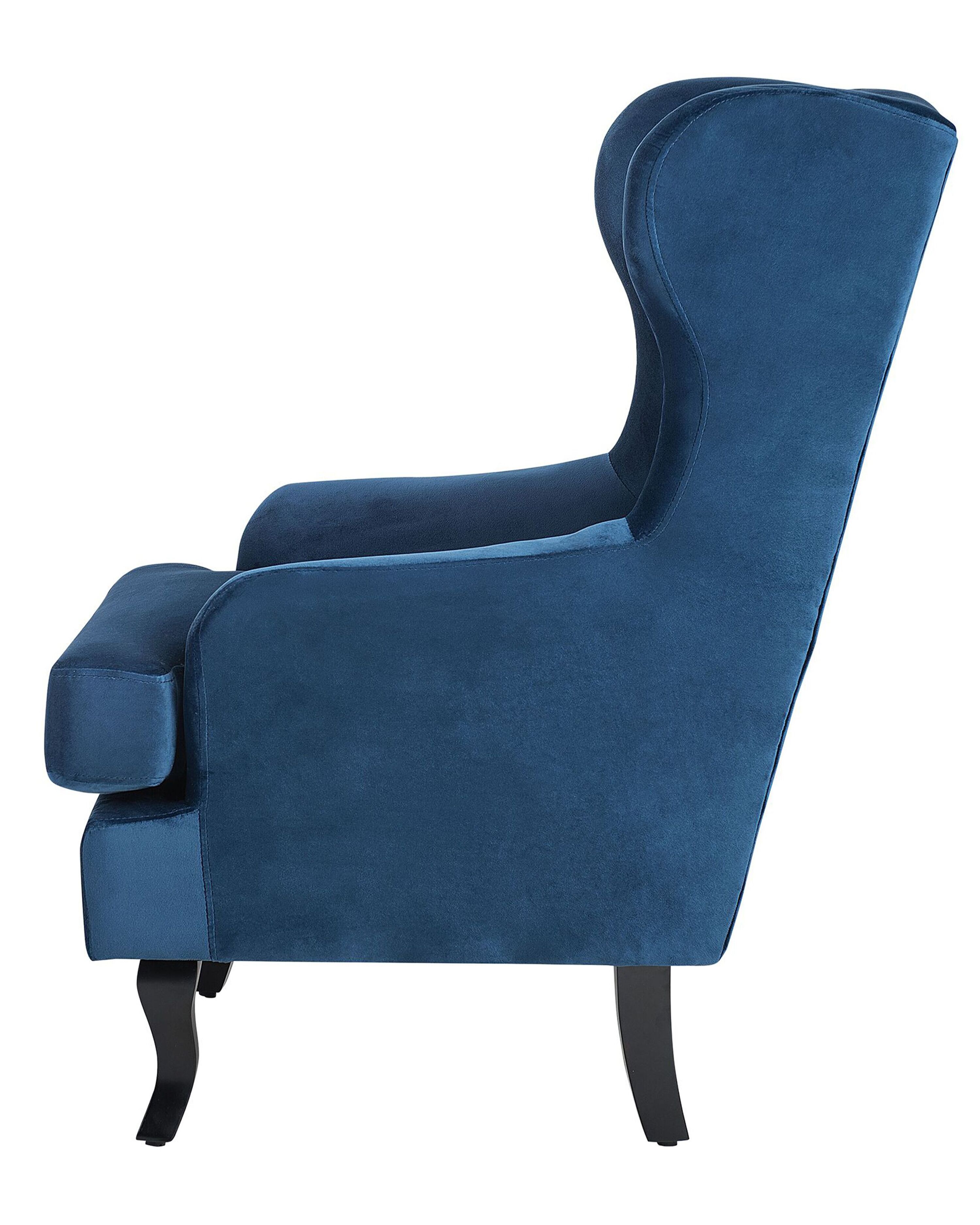 Velvet Fabric Wingback Chair Dark Blue ALTA | Beliani.co.uk
