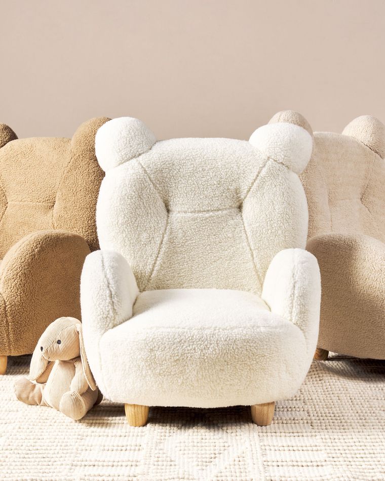 Teddy Kids Armchair Bear White MELBU | Beliani.de