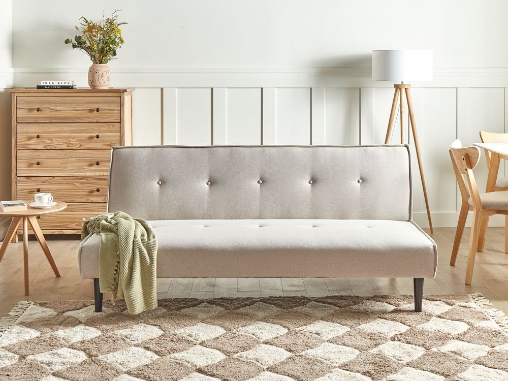 Sofa 3 Seater LERMON Fabric Light Grey | Beliani.co.uk