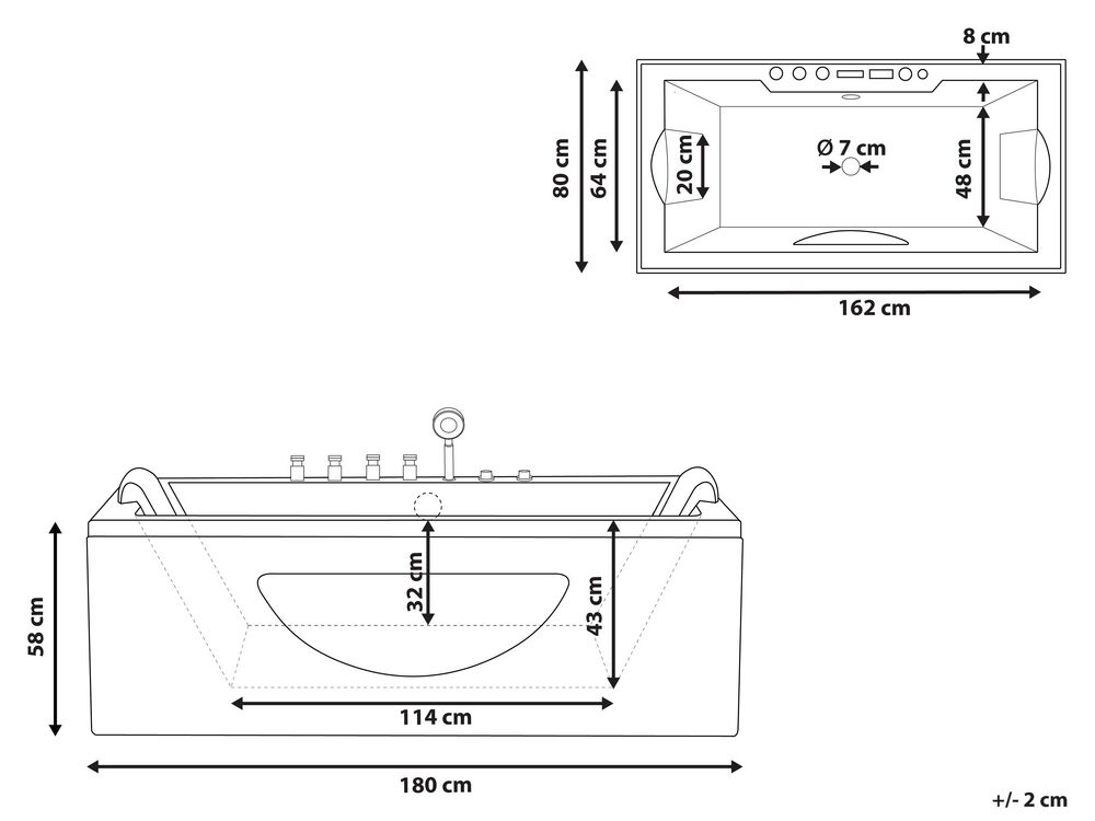 Height Of Standard Jacuzzi Tub Imelda Whirlpool Bath 1700mm Luxury Spa