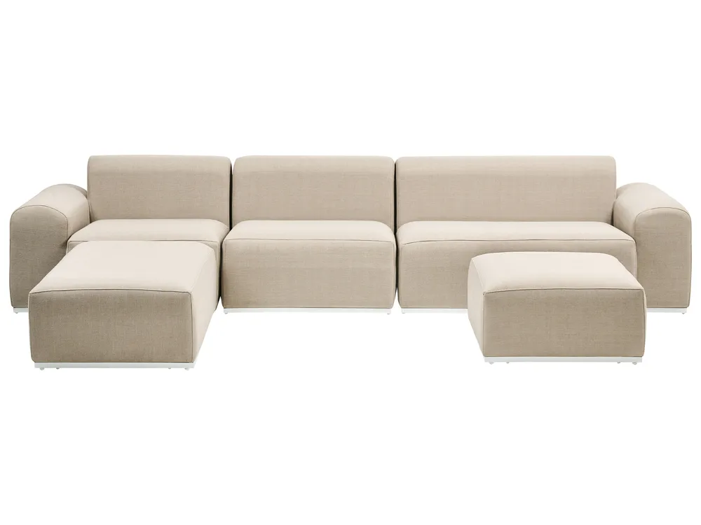 Tuin loungebank met ottomaan 7-zits BATTIFOLLO modulair Beige | Beliani.nl