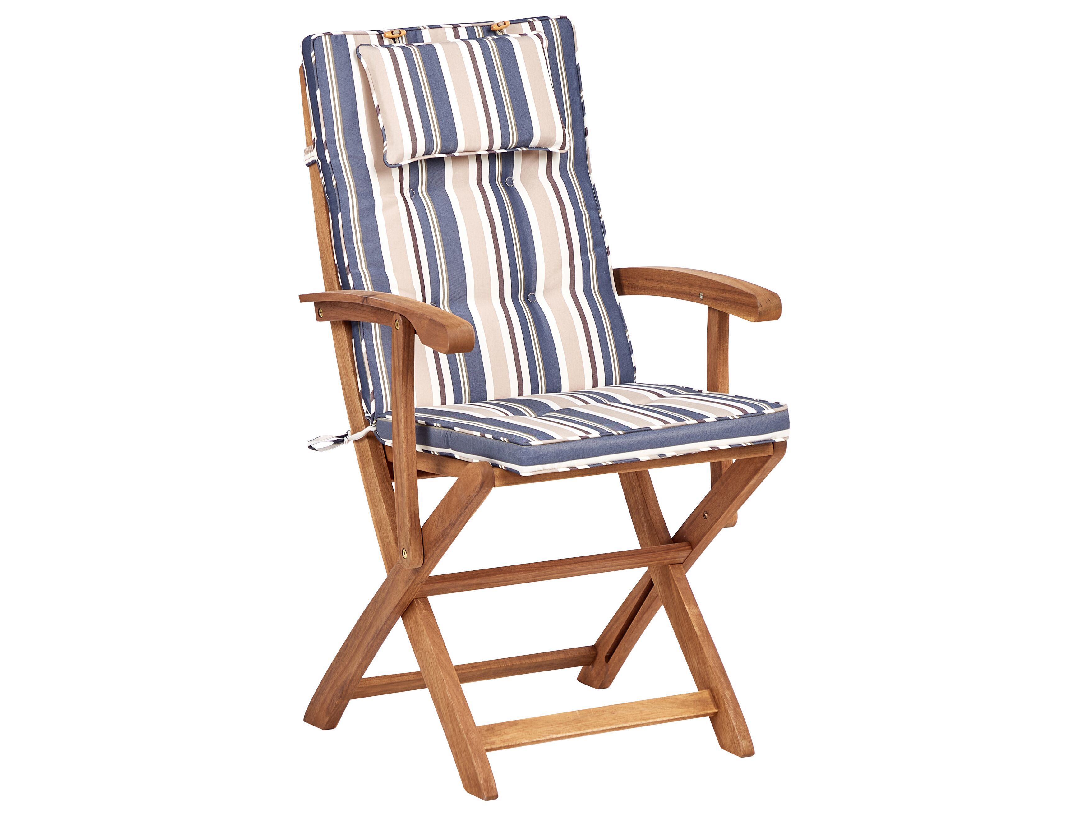 8-seters hagespisesett i akasietre med blå stripete puter MAUI II ...