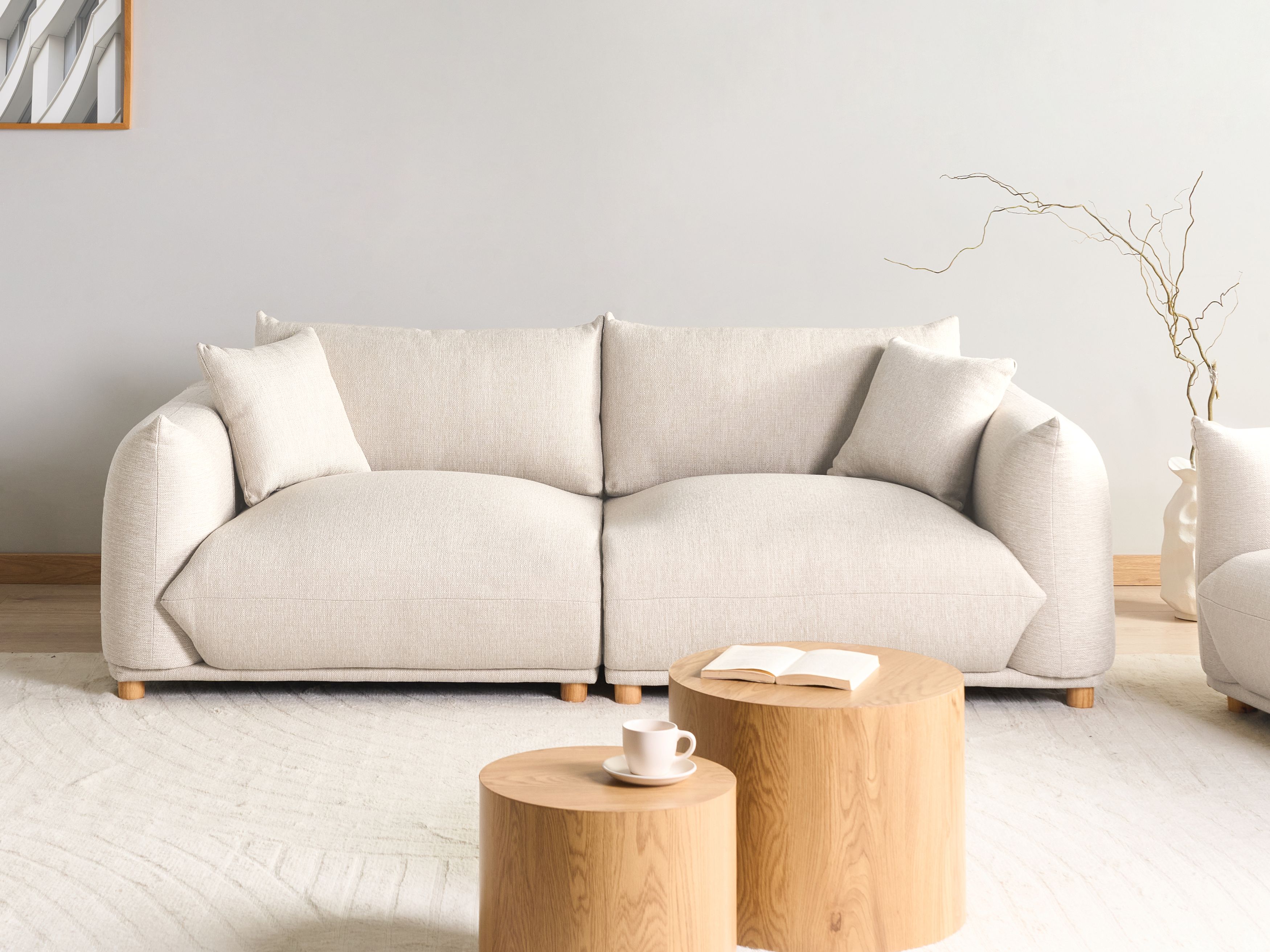 3-Sitzer Sofa hellbeige mit Kissen LUVOS | Beliani.at