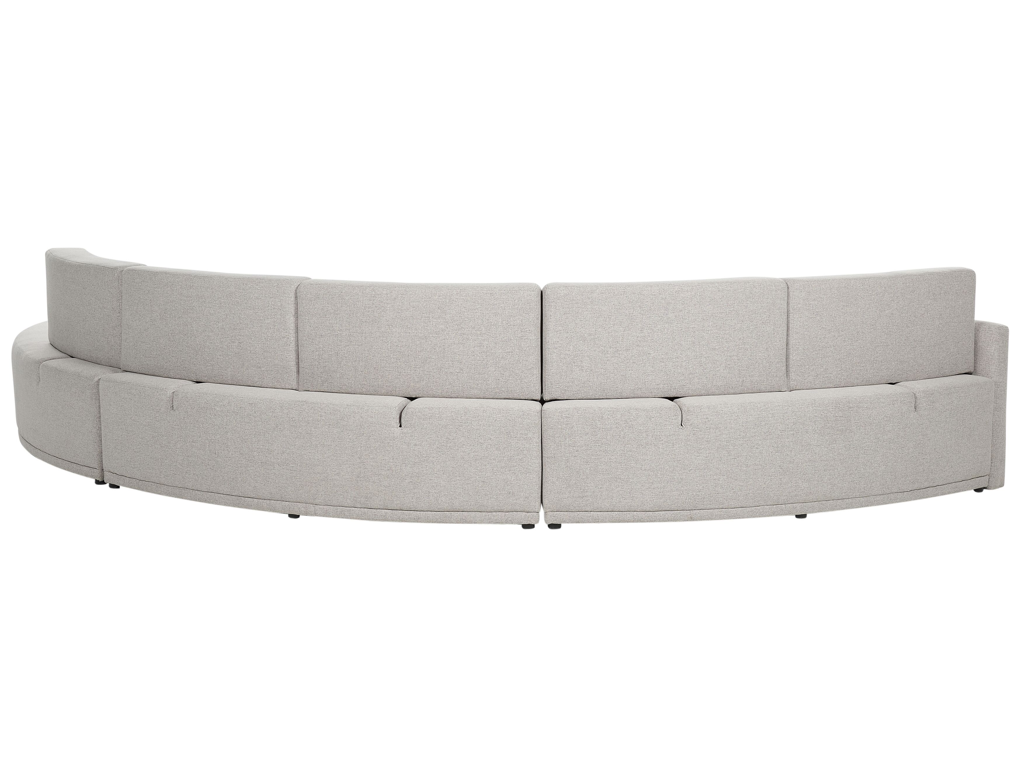 Canapé arrondi BOLEN Lin synthétique Gris clair 6 places | Beliani.fr
