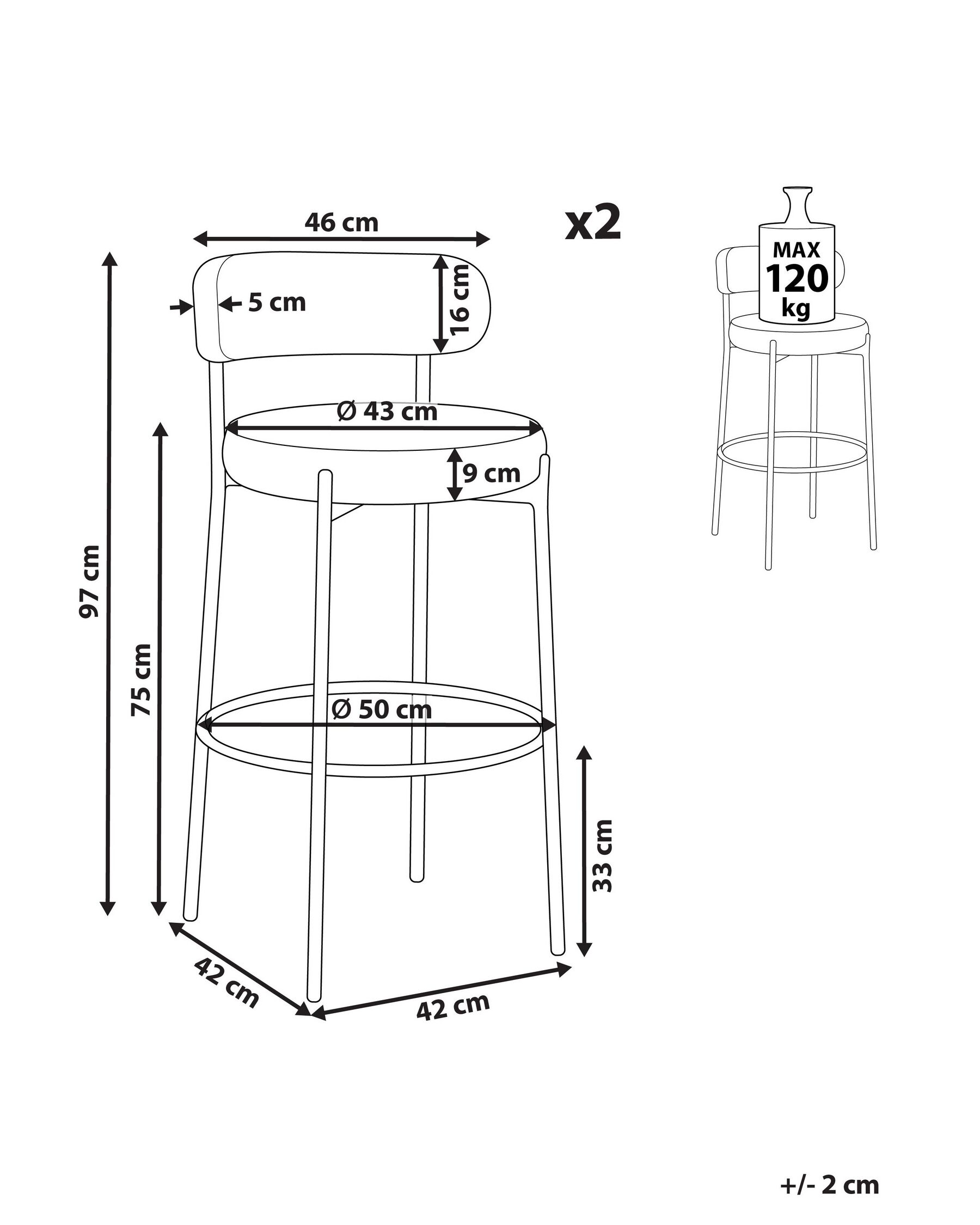 Sett med 2 barstoler ALLISON Bouclé Hvit | Beliani.no